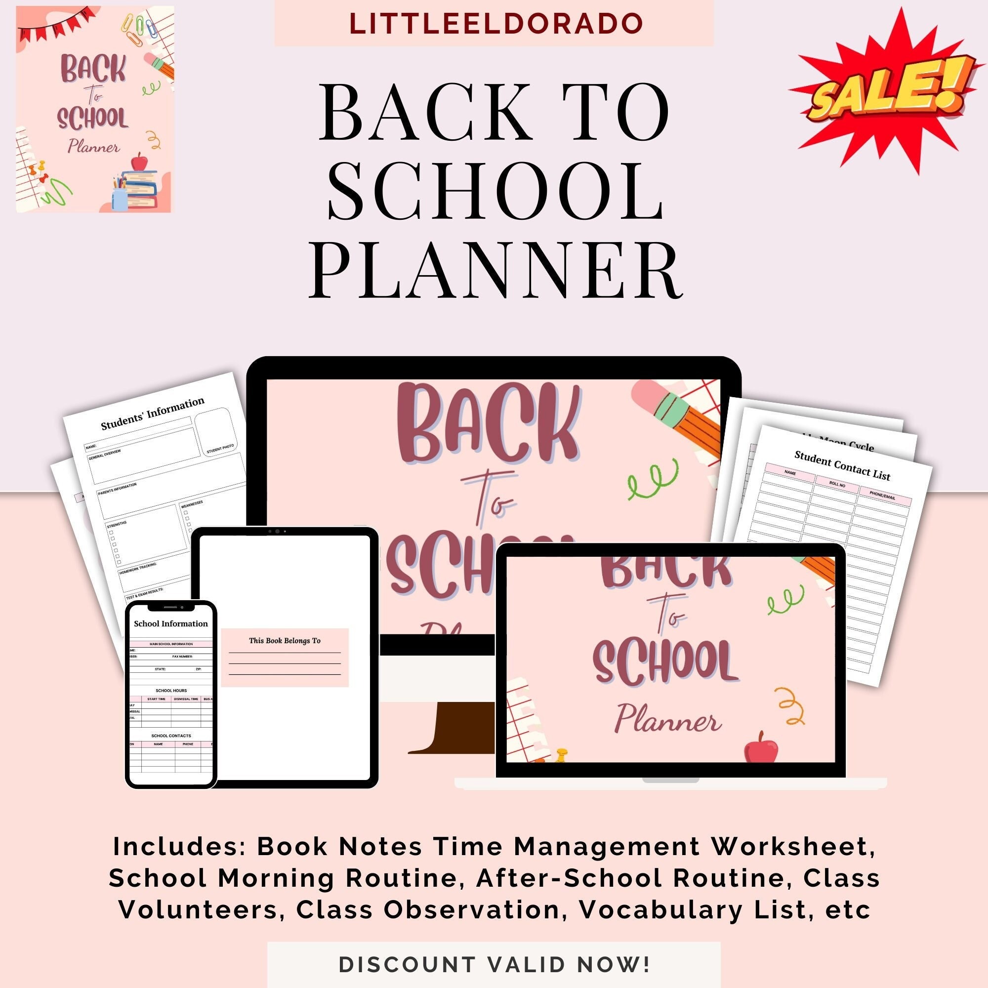 School Planner Digital Student Planner Printable Template Bundle School ...