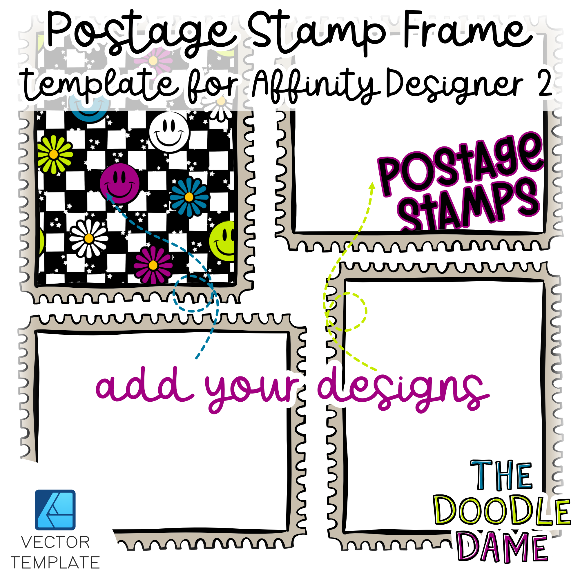 Affinity Designer postage stamp frame template