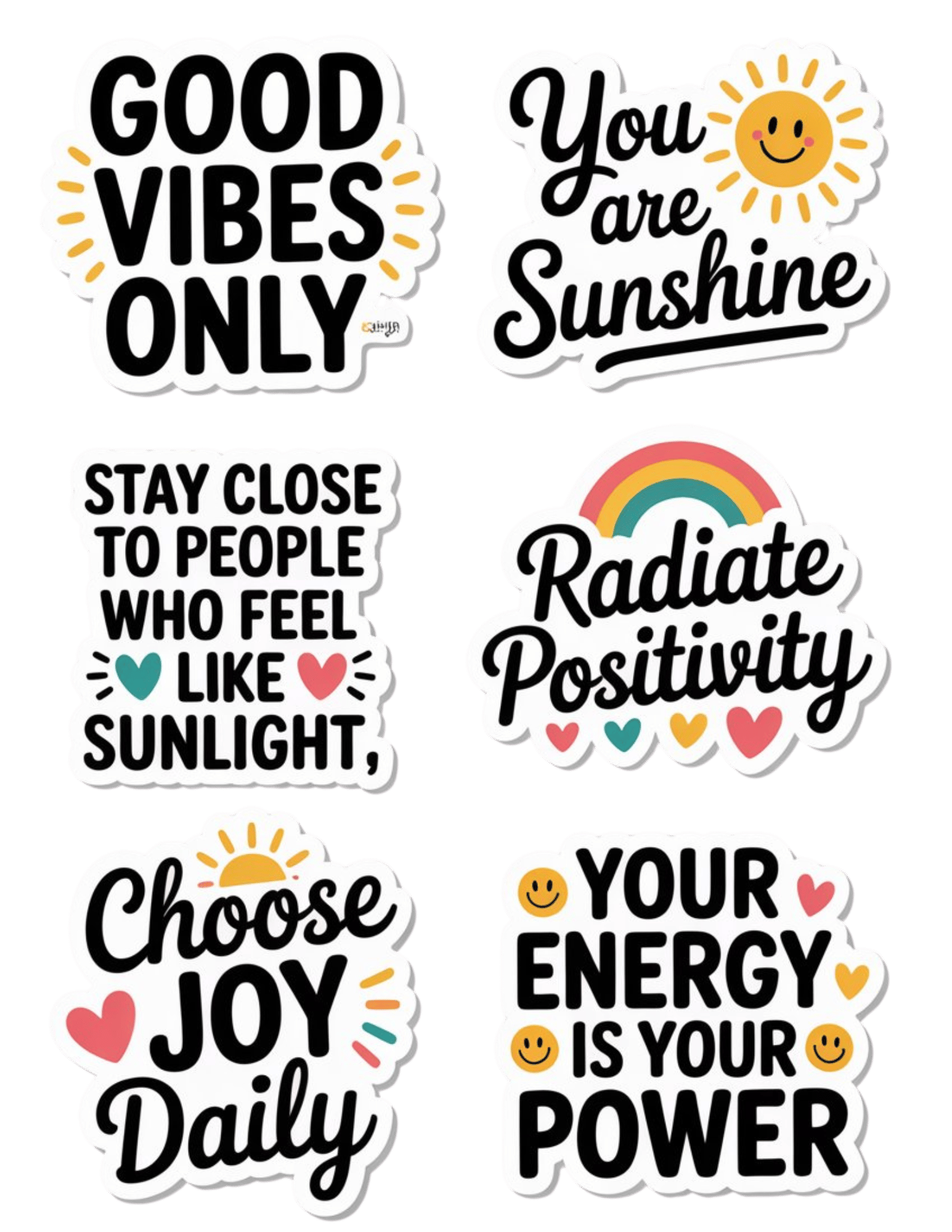 Good vibes and positive affirmations sticker sheets instant download ...