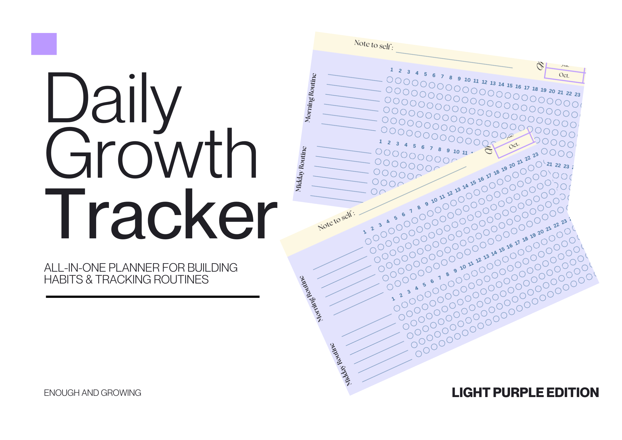 Enough & Growing Daily Habit Tracker | Light Purple Edition | Printable ...