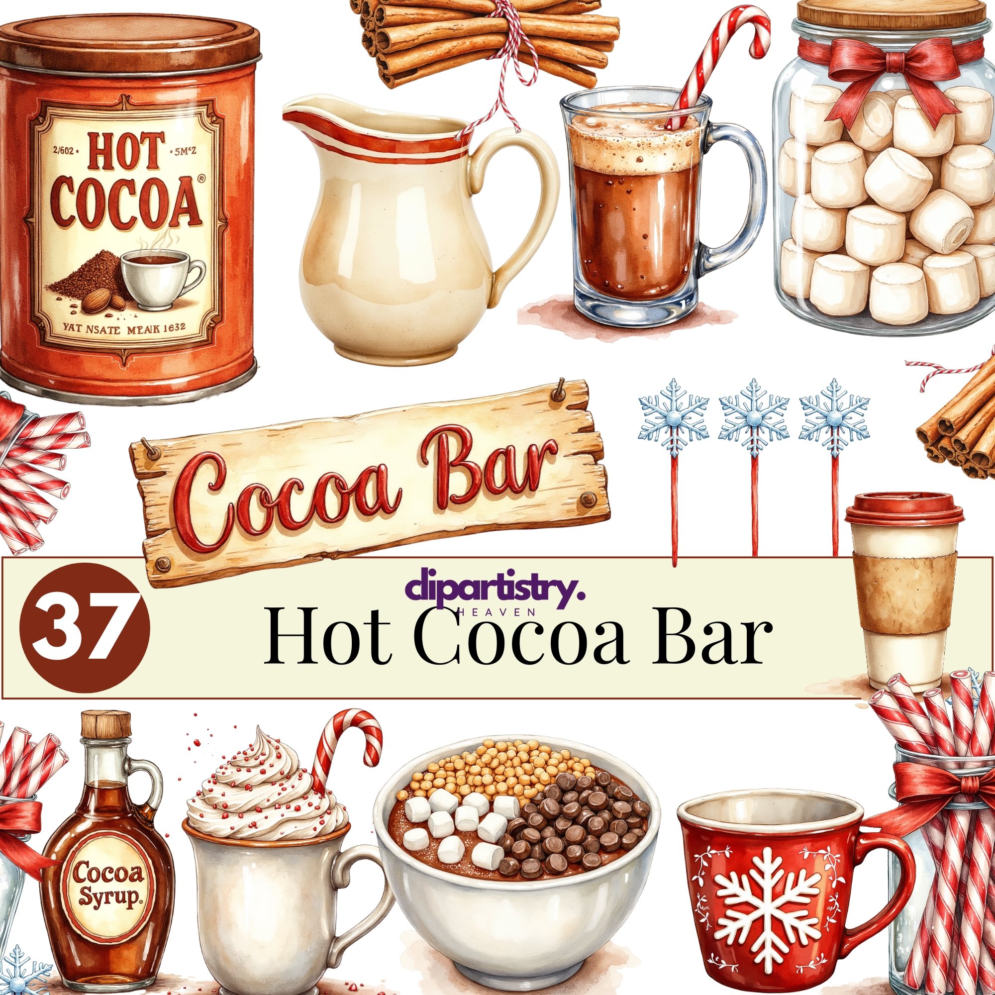 Cozy Hot Cocoa Clipart Bundle for Winter Mugs, Christmas Cocoa Bar ...