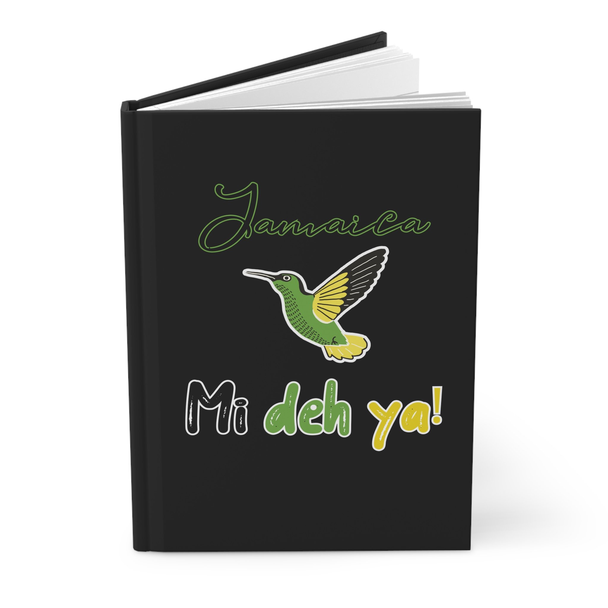 "Jamaica Mi Deh Yah" Hardcover Journal Black - Hummingbird Design - Payhip