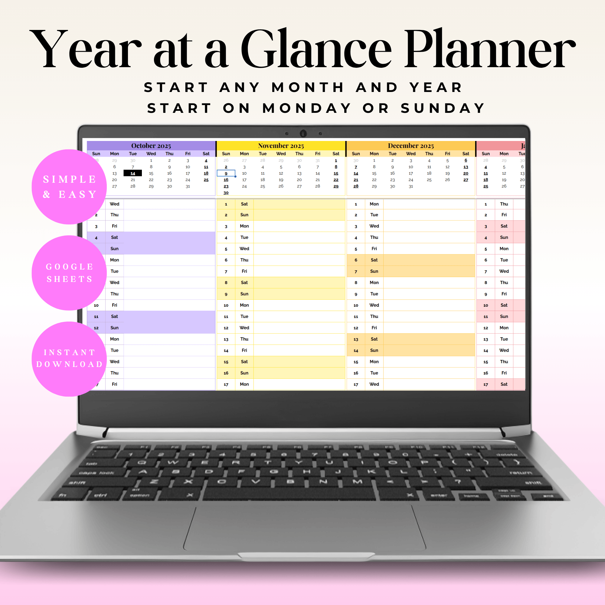Year at a Glance Planner Light version - Payhip