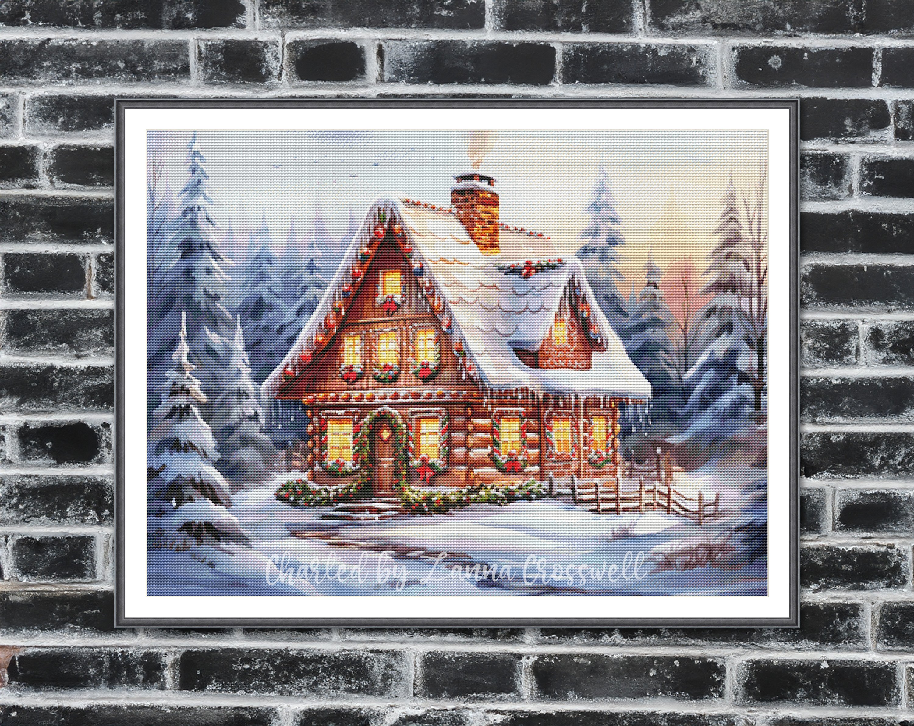 Gingerbread Cottage - Winter Full Coverage Cross Stitch Pattern For ...