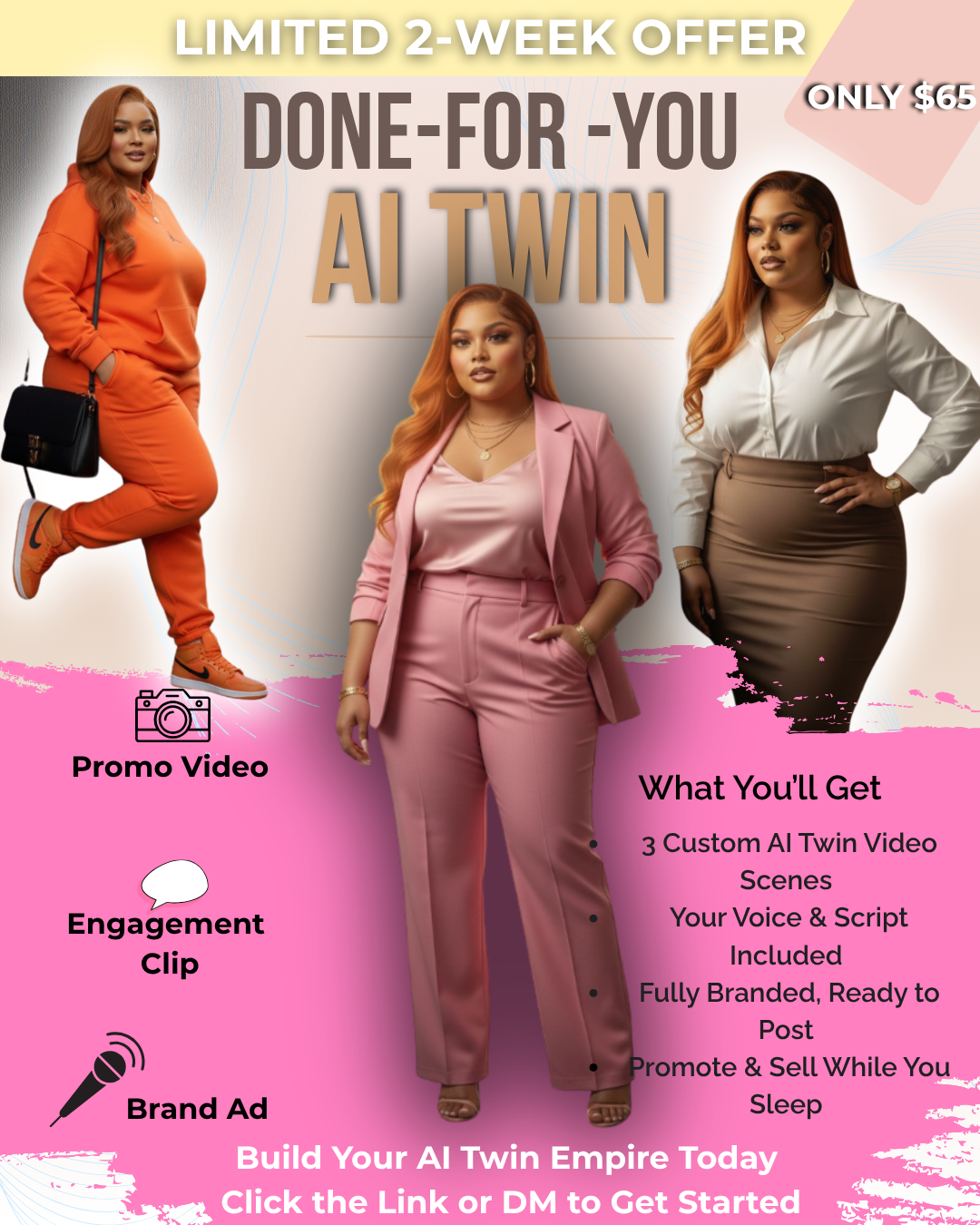 Product Description: Done-For-You AI Twin (3-Scene Package) - Payhip