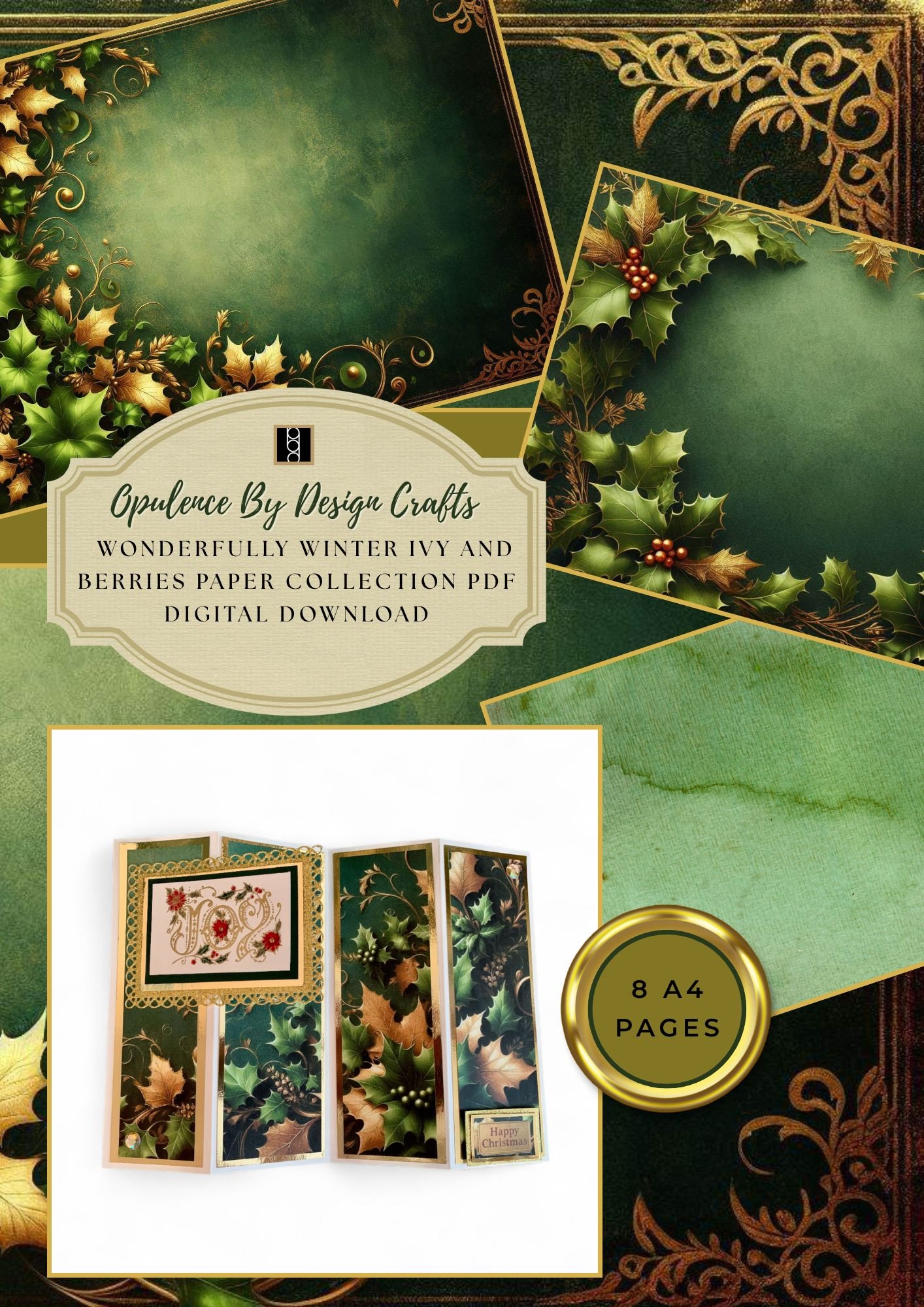 Opulence By Design Crafts Wonderfully Winter Ivy and Berries Paper ...