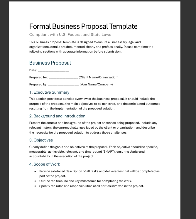 Formal Business Proposal Template
