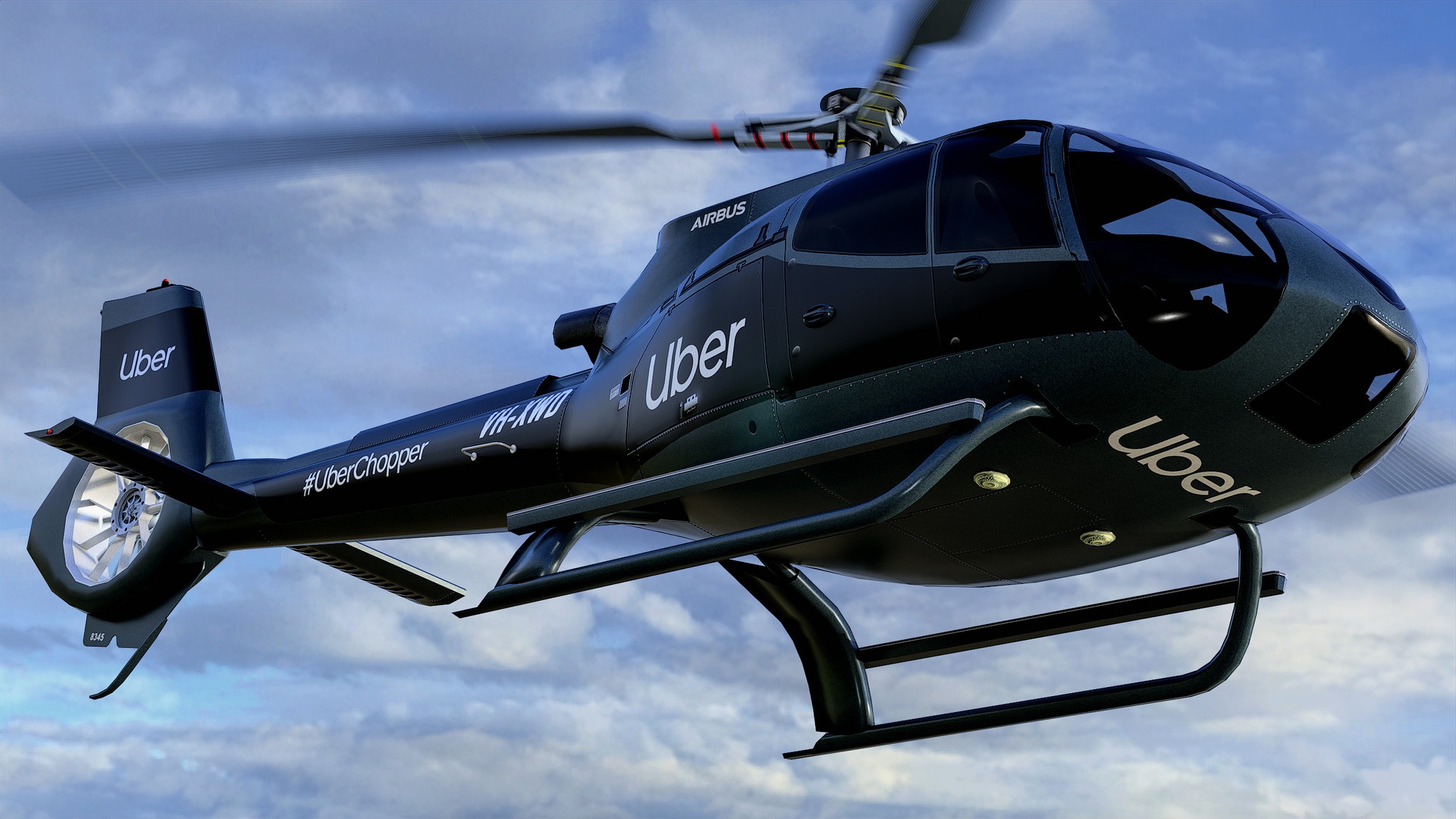 Animated Airbus H130 Helicopter 13 - Uber Chopper - Lowpoly LOD PBR