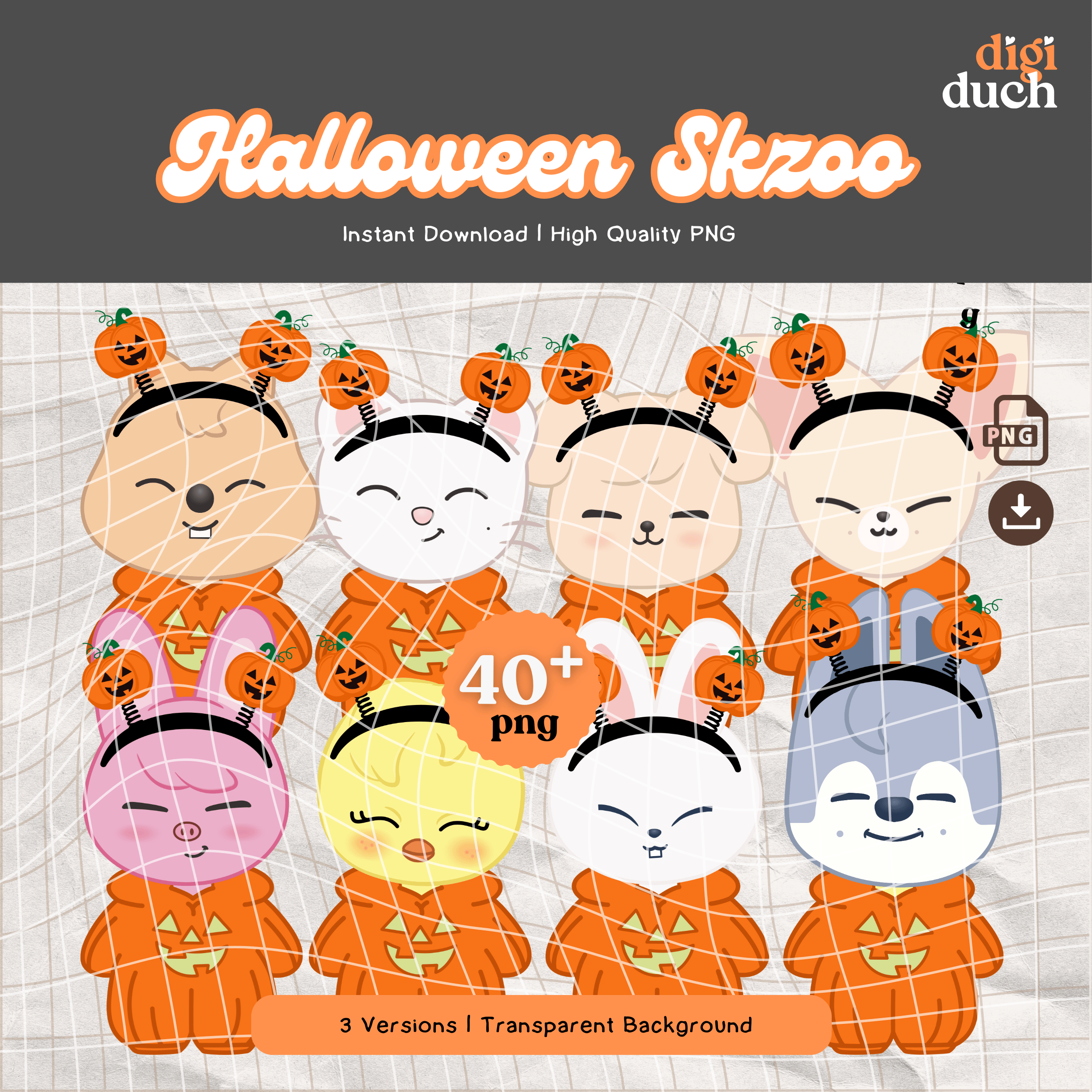 Stray Kids Halloween Skzoo Clipart, Cute Skzoo PNG Stickers, Kpop ...