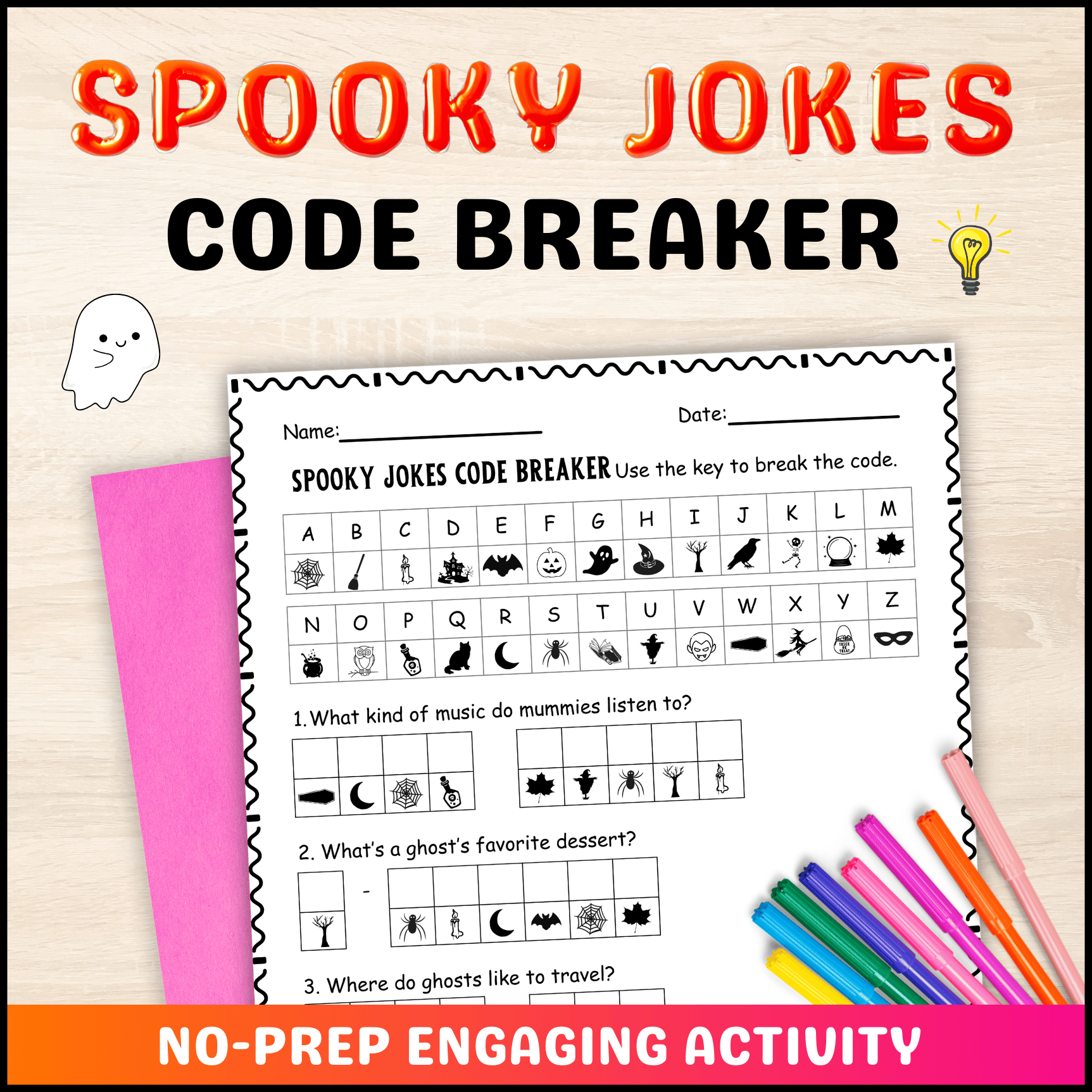 Spooky Jokes Cryptogram Code Breaker Worksheets Fall Activity - Payhip