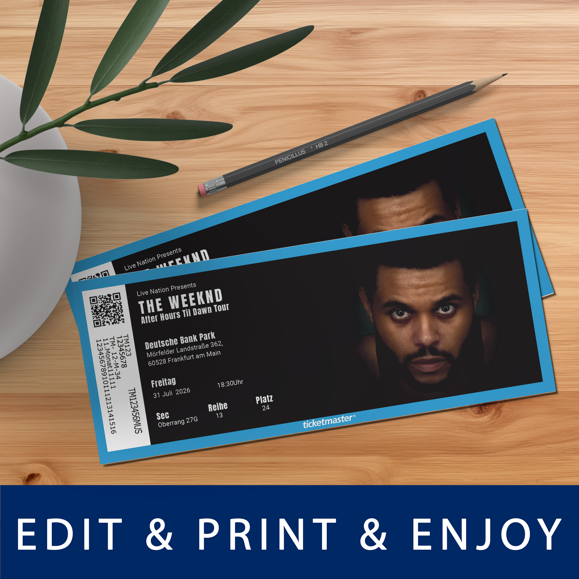 THE WEEKND Editable Ticket Template