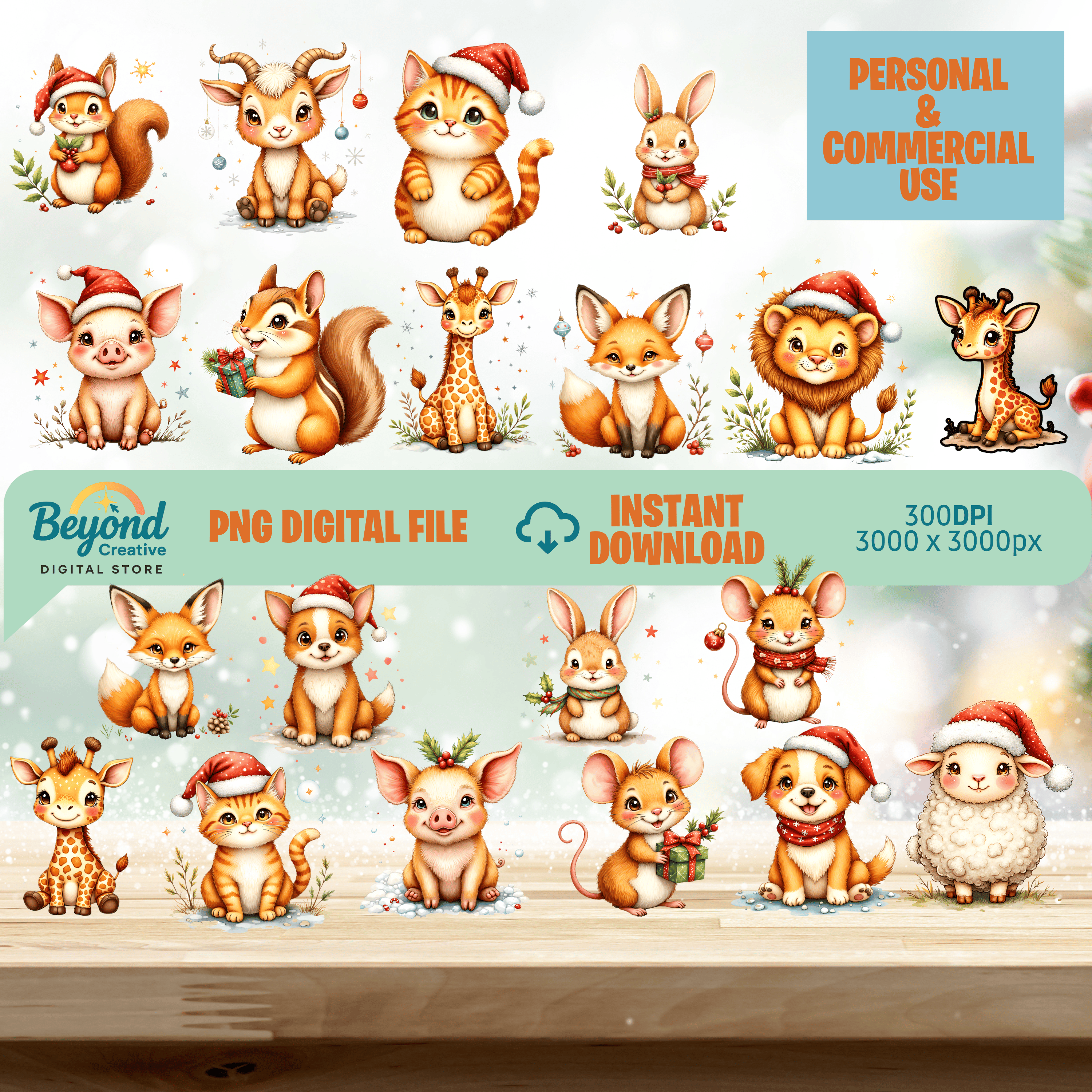 Cute Christmas Animals Clipart Pack – 20 Adorable PNGs - FREE