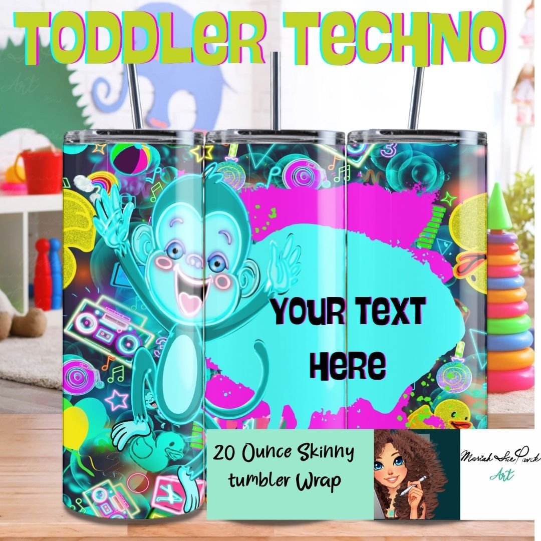 Customizable Toddler Techno Tumbler Wrap RTP 20 Ounce skinny - Payhip
