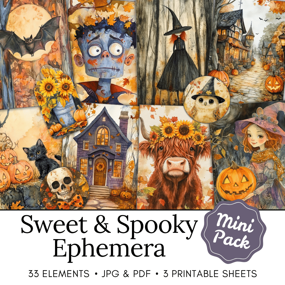 Sweet & Spooky Ephemera Mini Pack: Halloween Junk Journal Printable ...