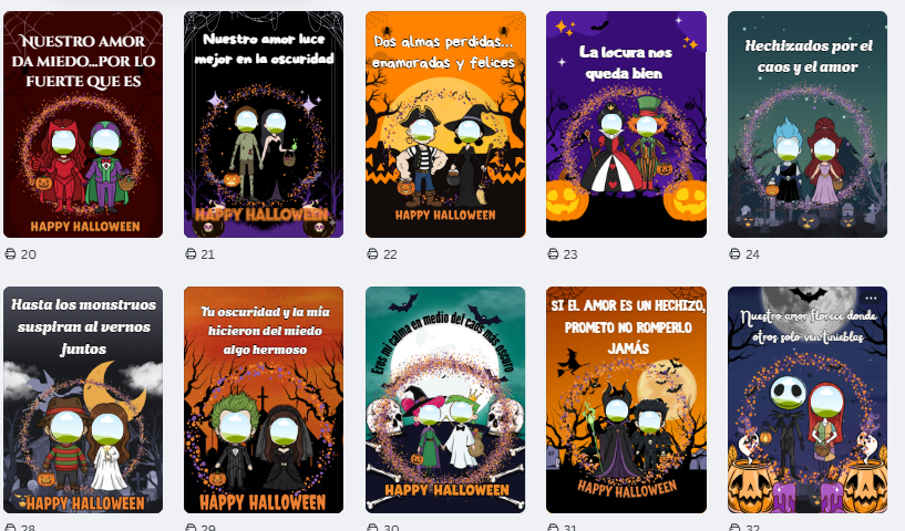 Pack de Plantillas de Halloween para Parejas 🎃💘 | 40 Diseños Editables ...