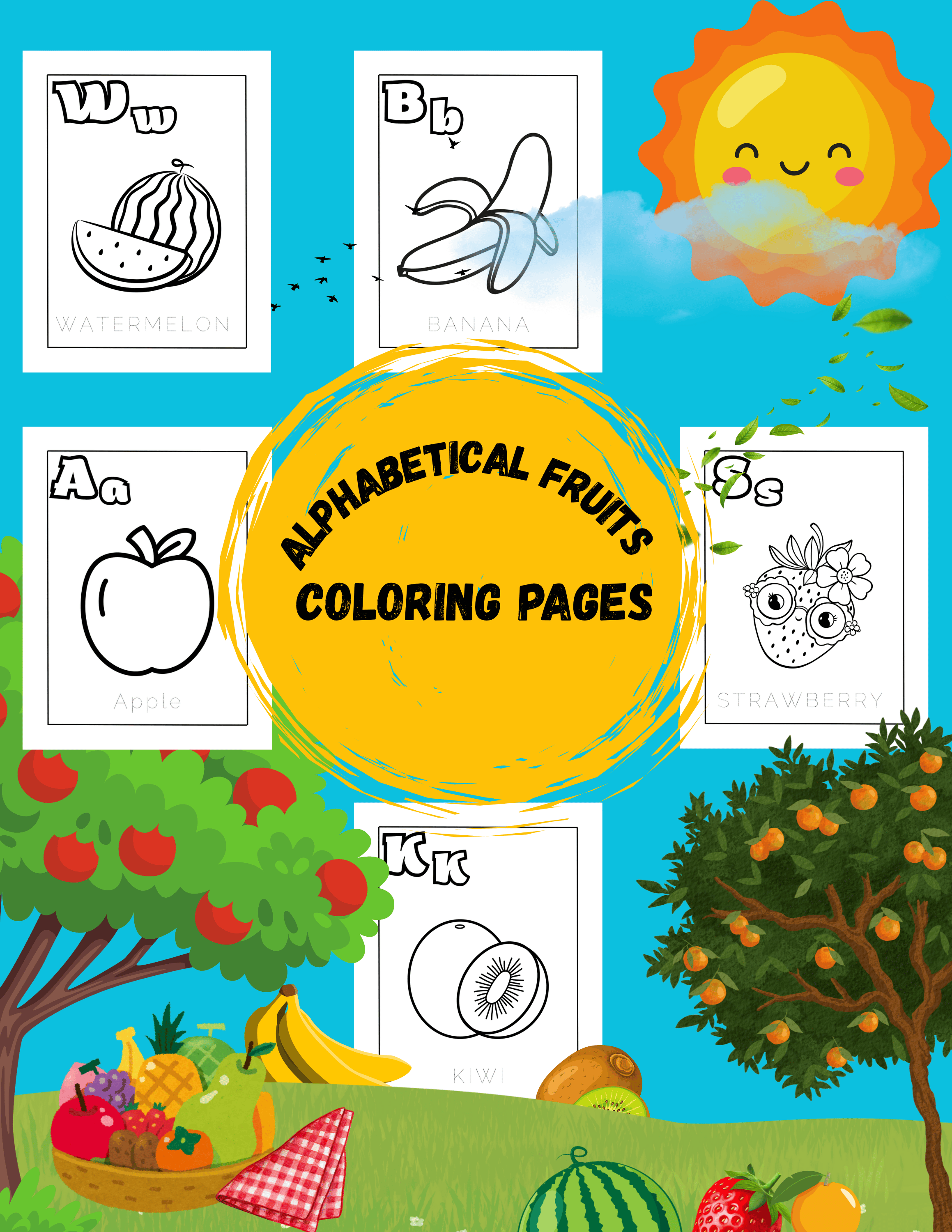 Alphabetical Fruit Coloring Pages (A–Z) – Fun & Educational for Kids ...