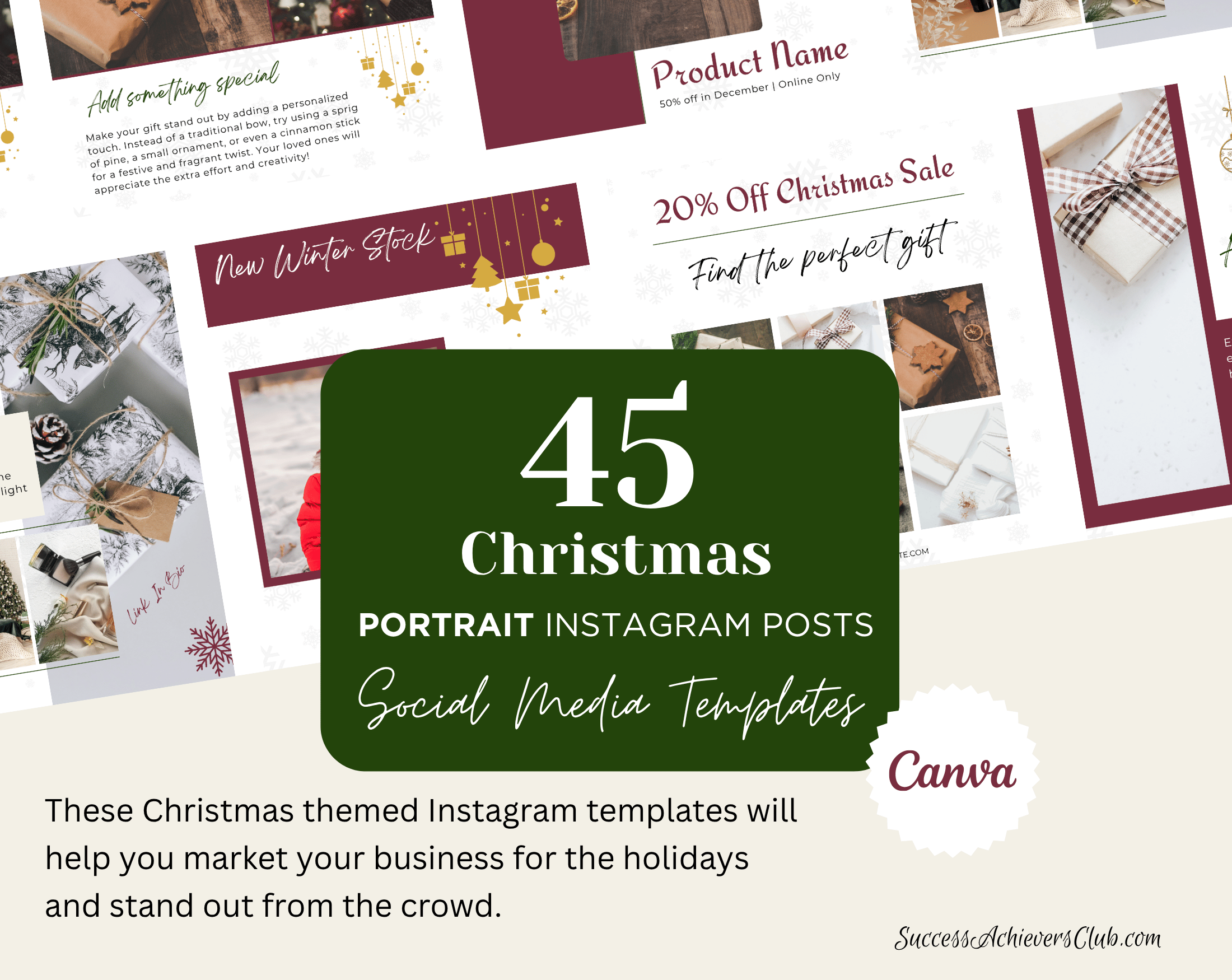 45 Portrait Christmas Instagram Canva Templates - Payhip