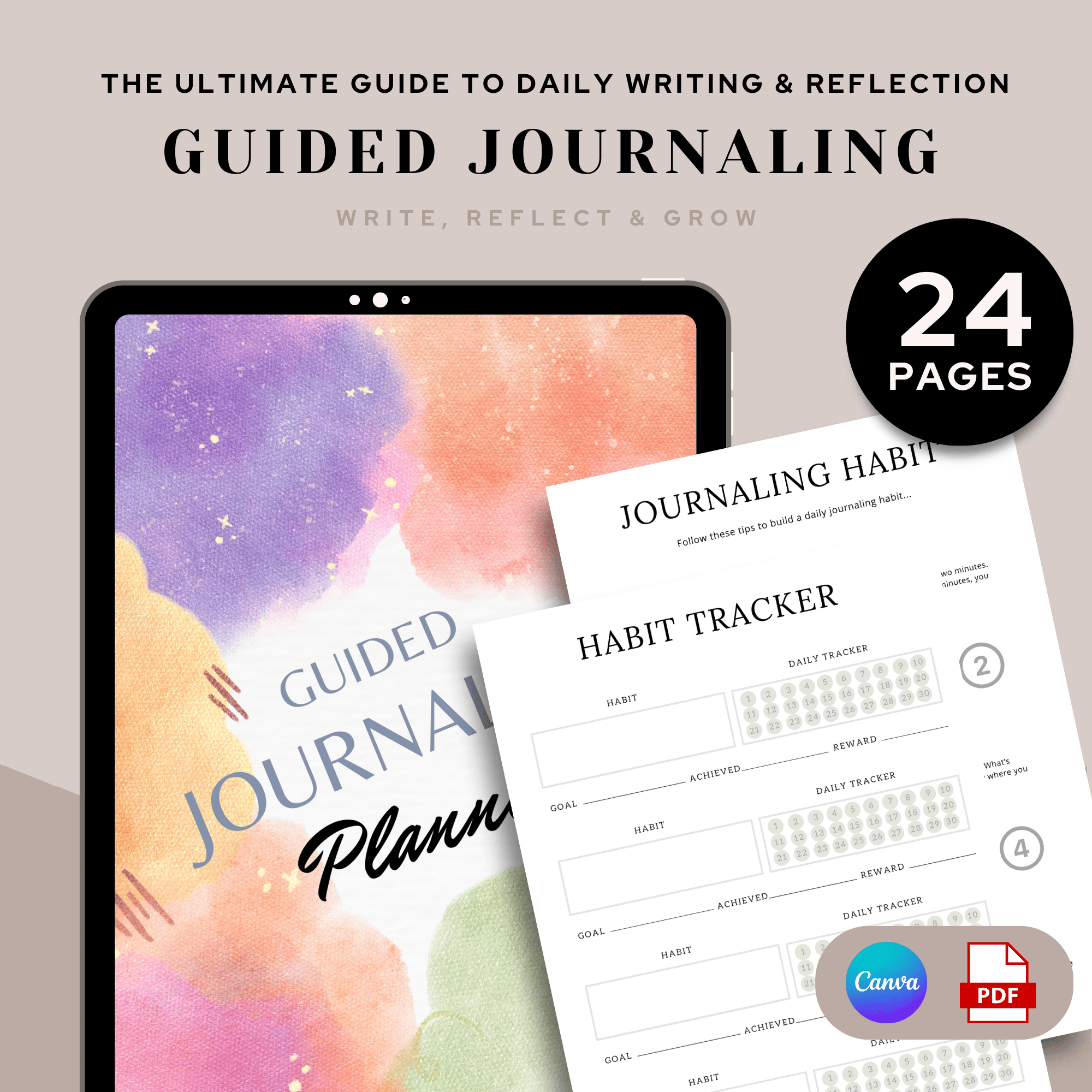 Guided Journaling Planner | 24 Pages for Daily Reflections and Habit ...