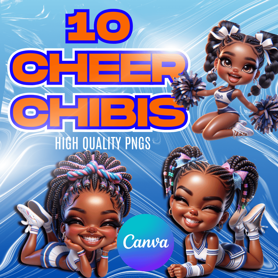10 Cheer Chibi PNGs | Cute Cheerleader Clipart | High-Quality Digital ...
