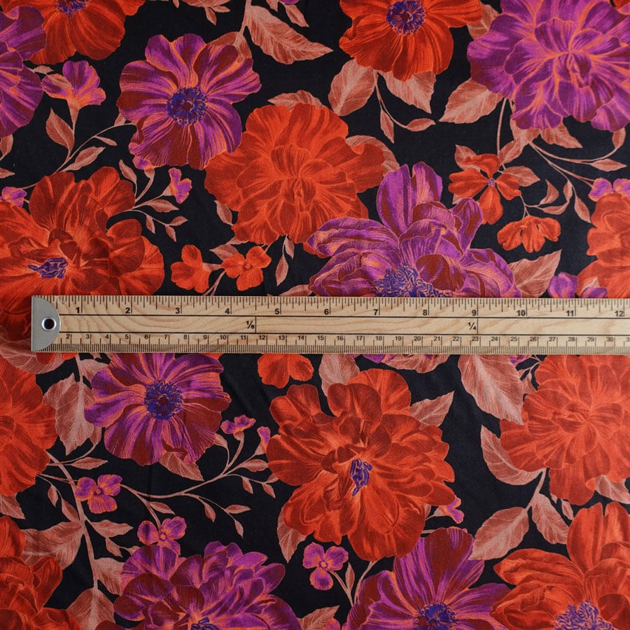 Autumn Floral Print Cotton Satin Fabric - £13 per metre