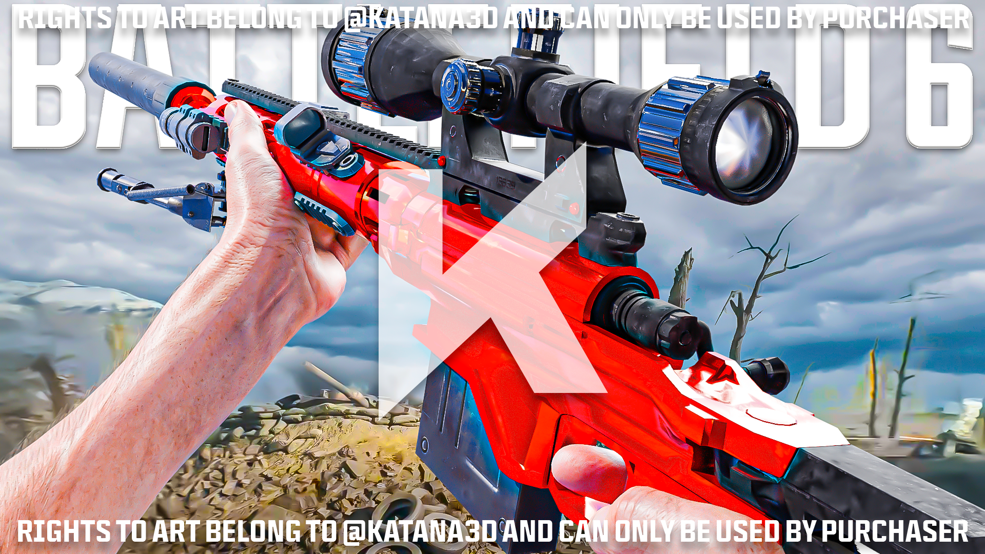 BF6 Battlefield Thumbnail - Red M2010 ESR Sniper (Text NO Text) - Payhip