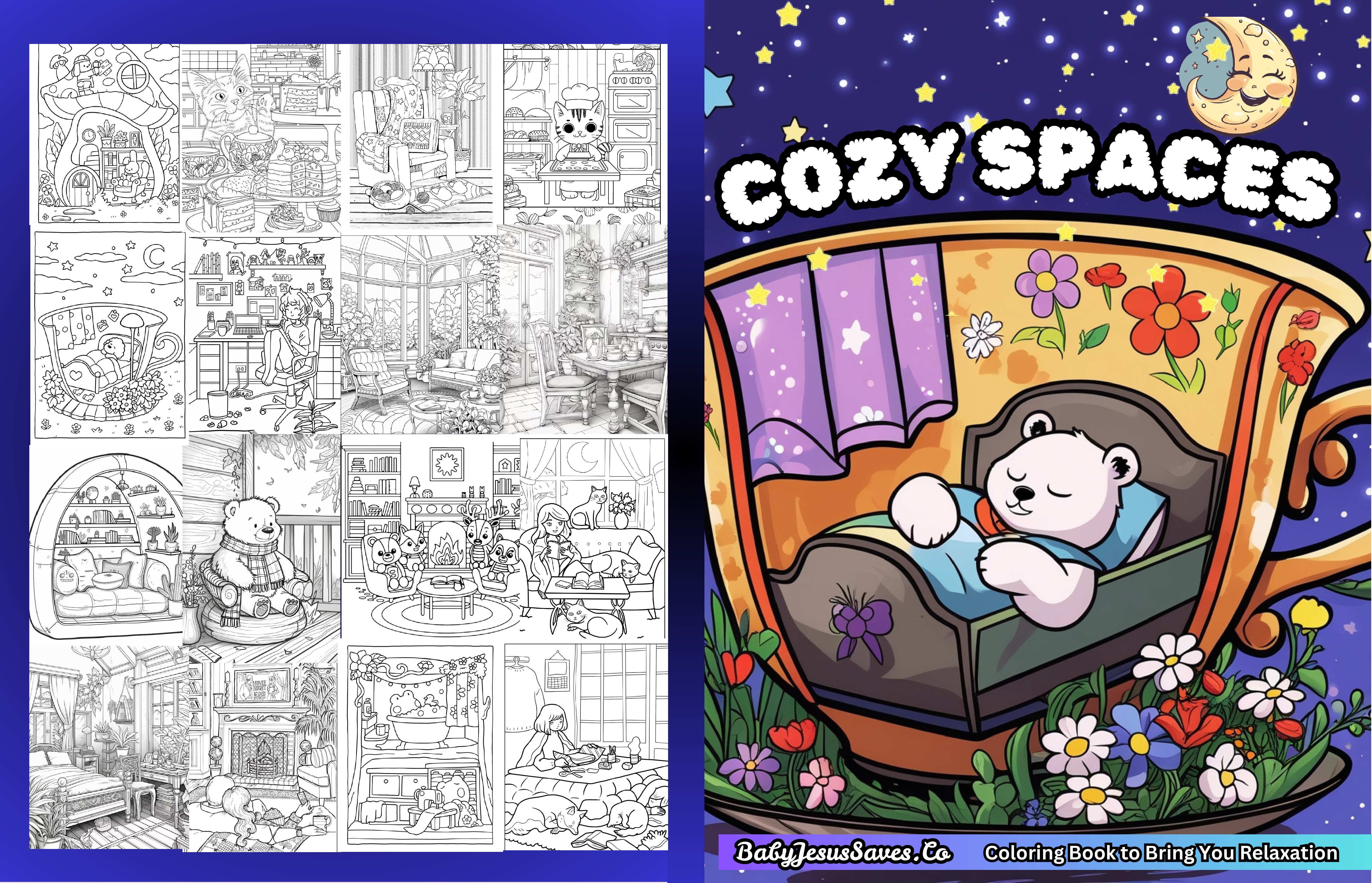 🏡 Cozy Spaces: A Coloring Book for Relaxation and Creativity – 50 Pages ...