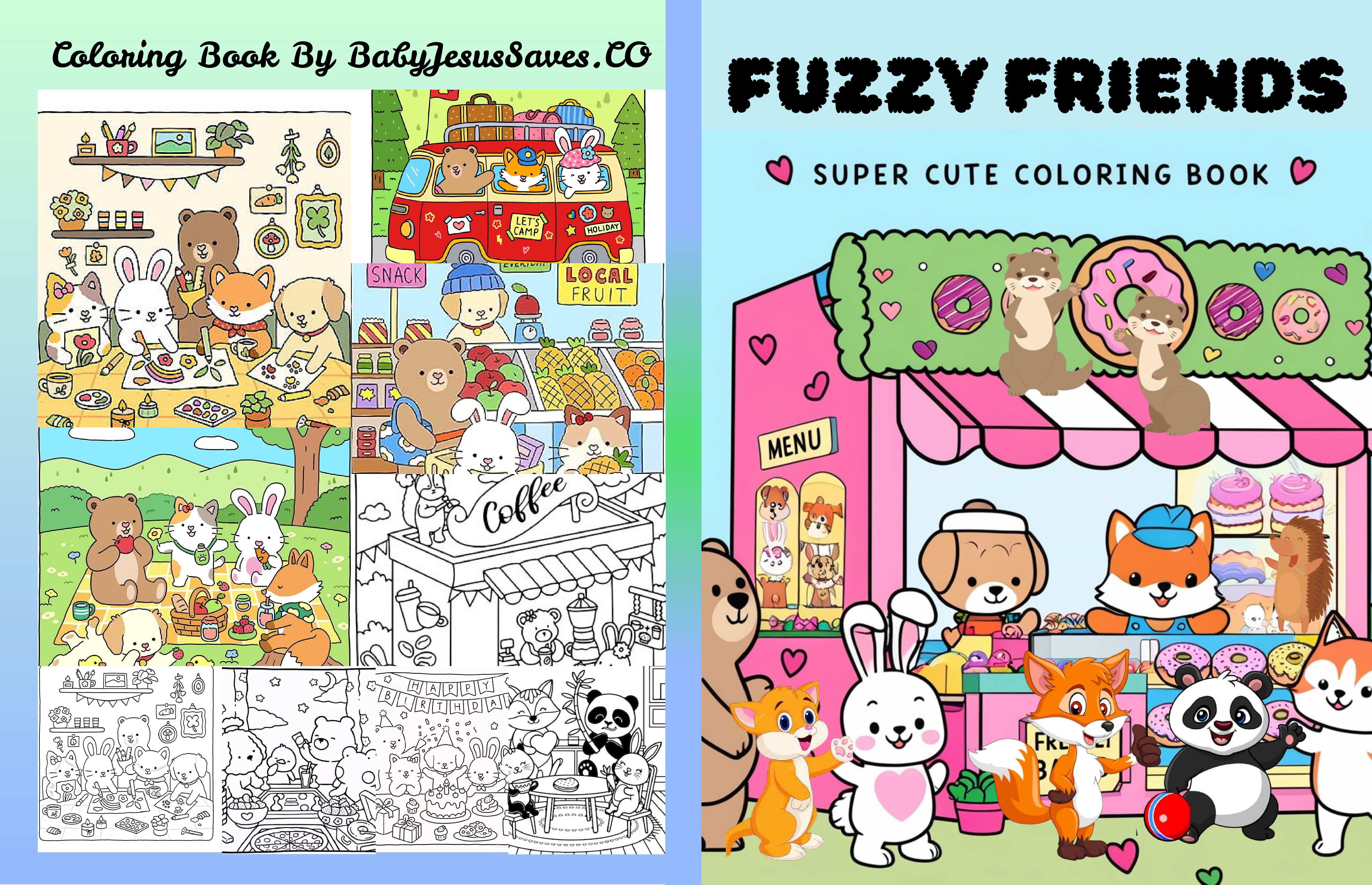 🐾 Fuzzy Companions: A Fun and Cute Coloring Book – 45 Pages 🐾 Relax ...