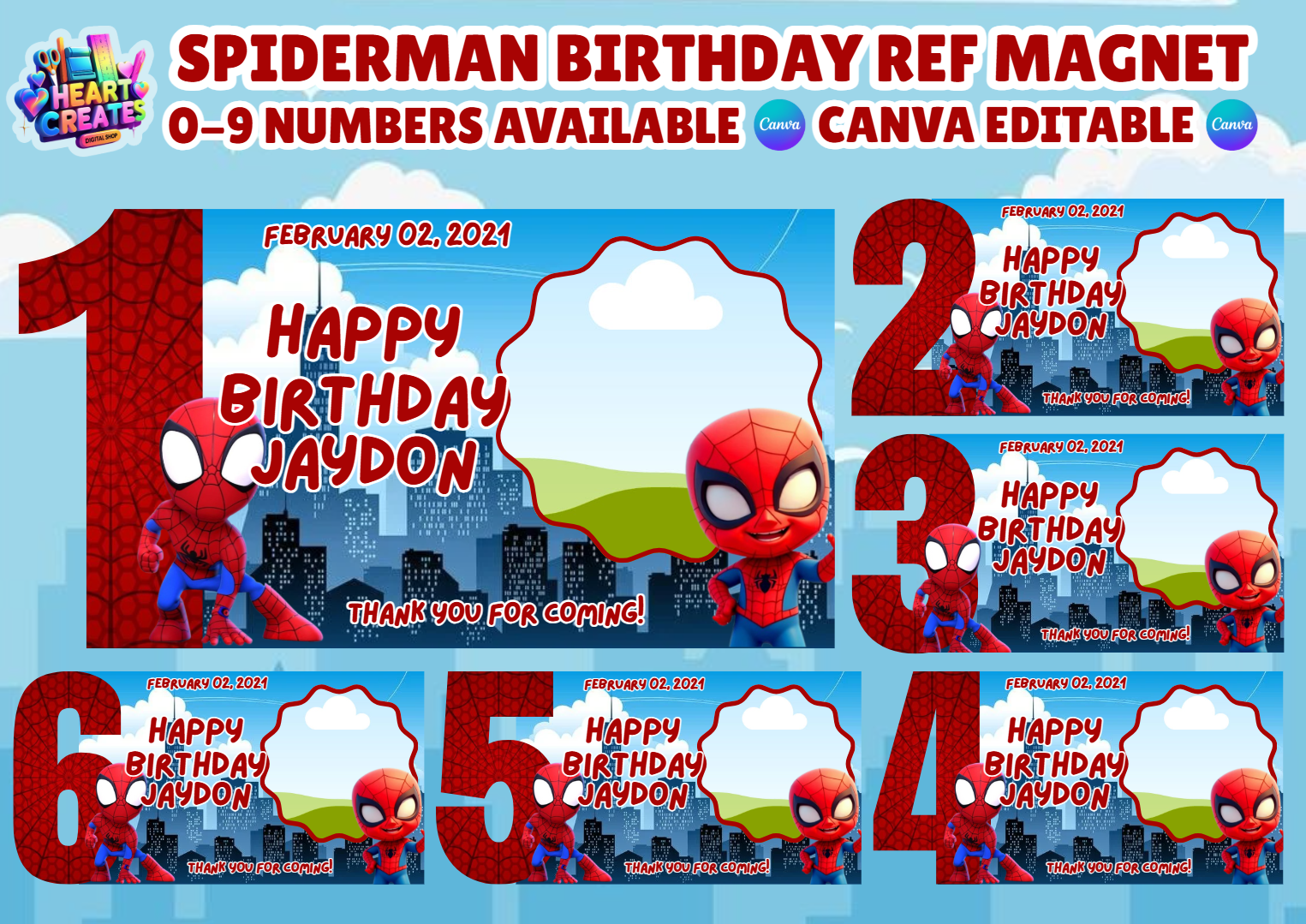 SPIDERMAN BIRTHDAY REF MAGNET - Payhip