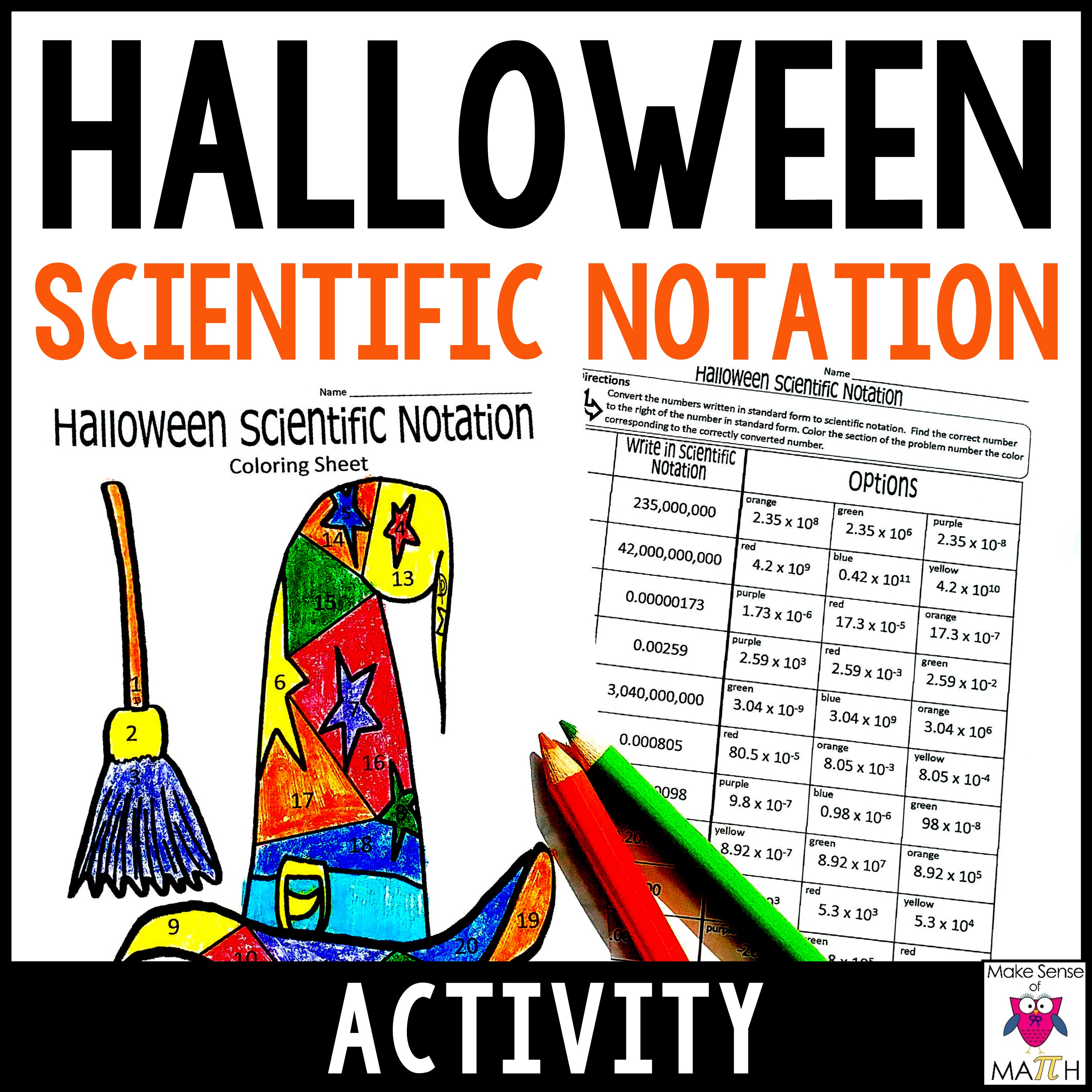 Halloween Math - Scientific Notation Conversions