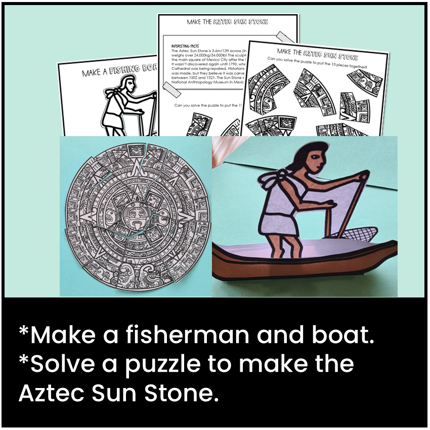 Social Studies Art Hands-on Aztec Empire Activities 2nd,3rd, 4th, 5th ...