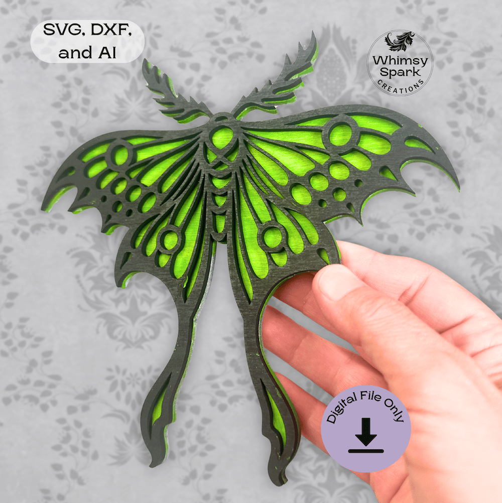 Luna Moth Laser Cut SVG Gothic Insect Laser Cut File Witchy Layered ...