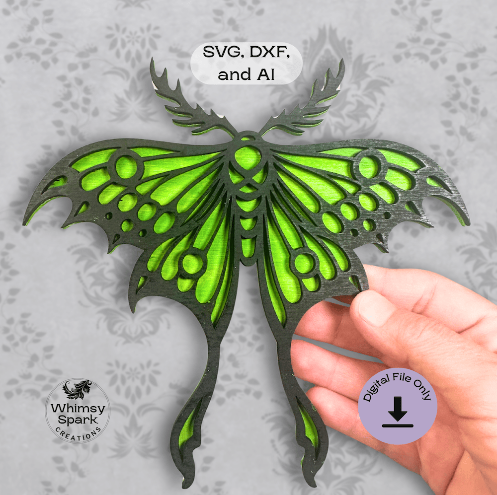 Luna Moth Laser Cut SVG Gothic Insect Laser Cut File Witchy Layered ...
