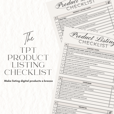 TPT Seller Product Listing Checklist | Step-by-Step Guide for Perfect ...