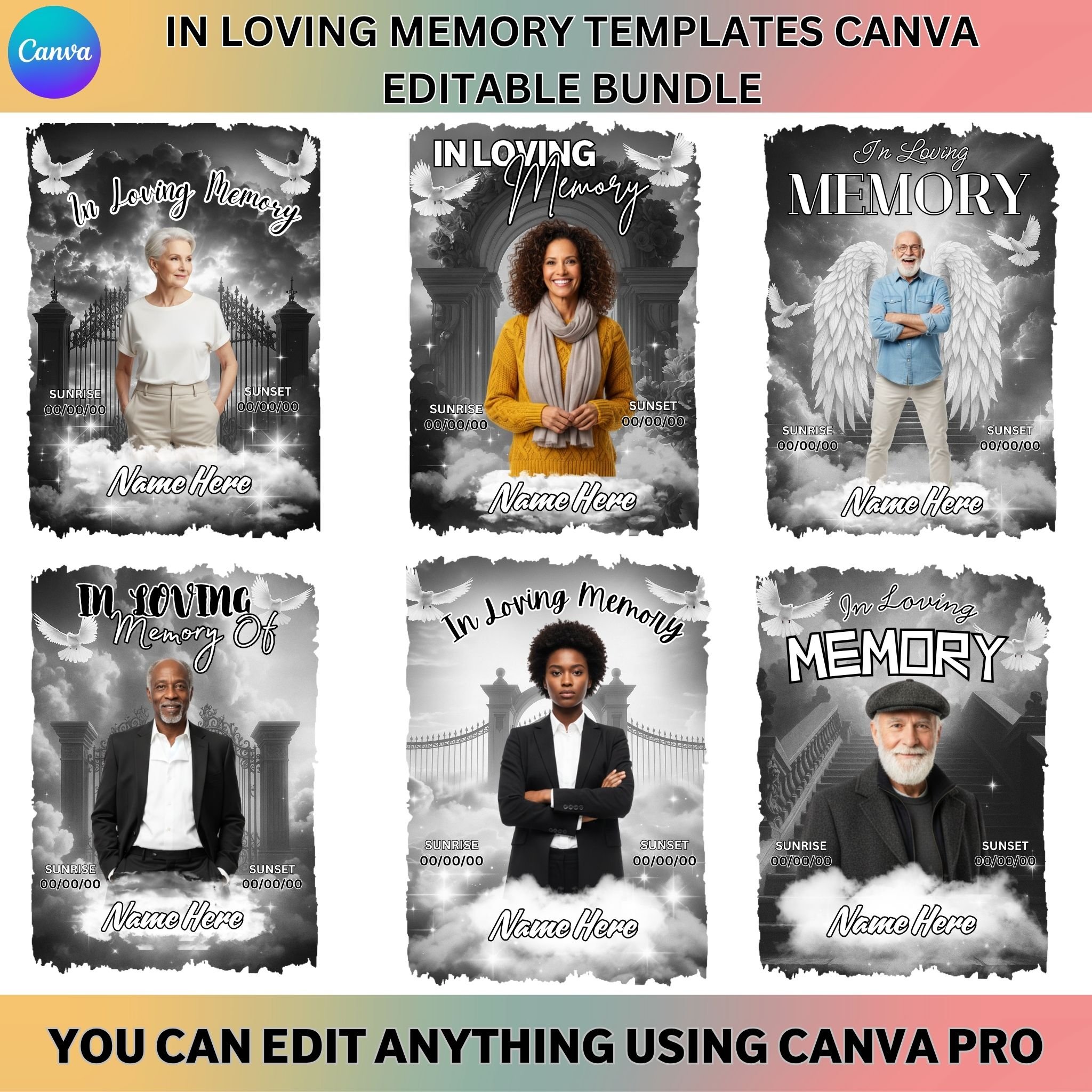 Editable In Loving Memory Canva Templates Bundle - Payhip