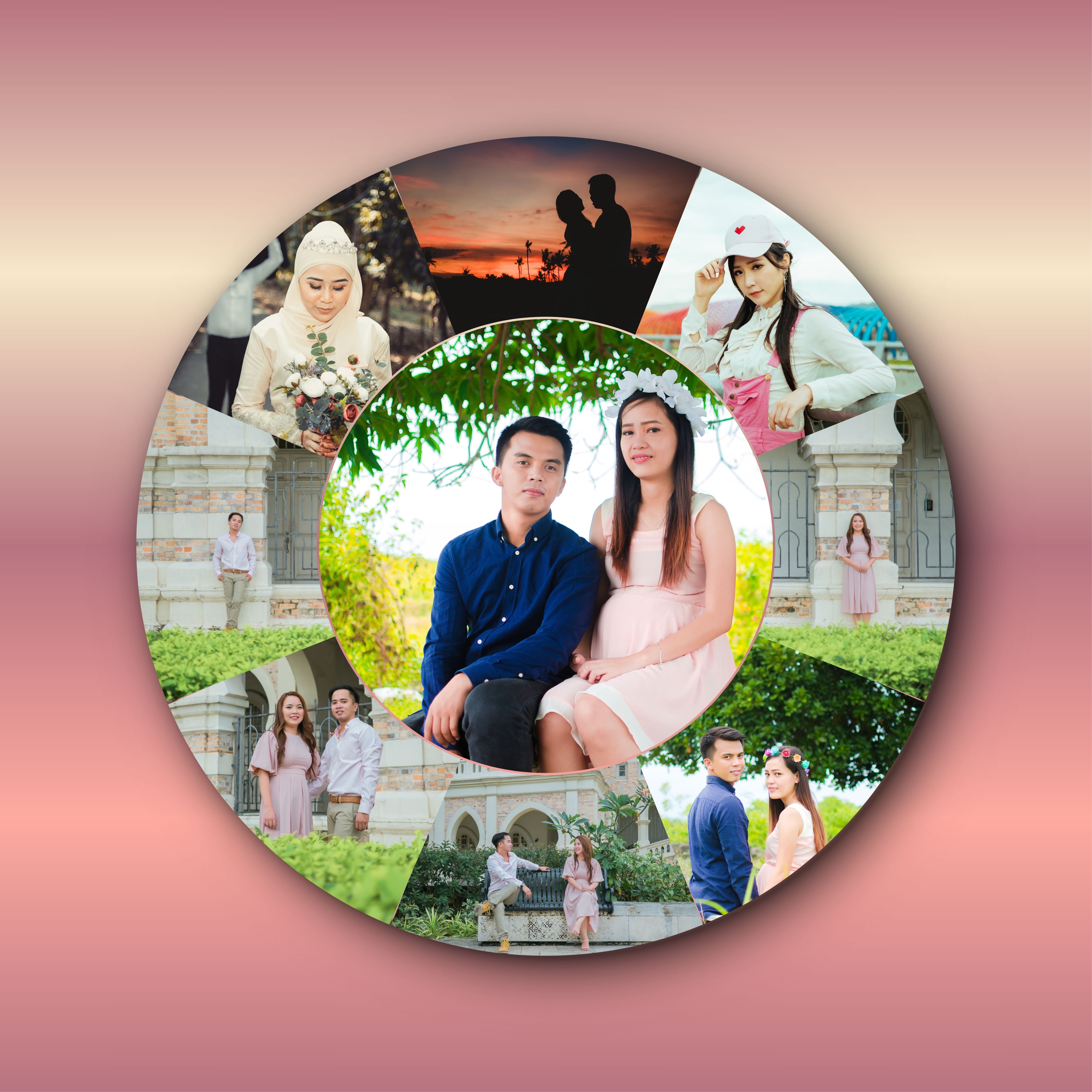 Round Canva Photo Collage Frame Template – Editable Design for Families ...