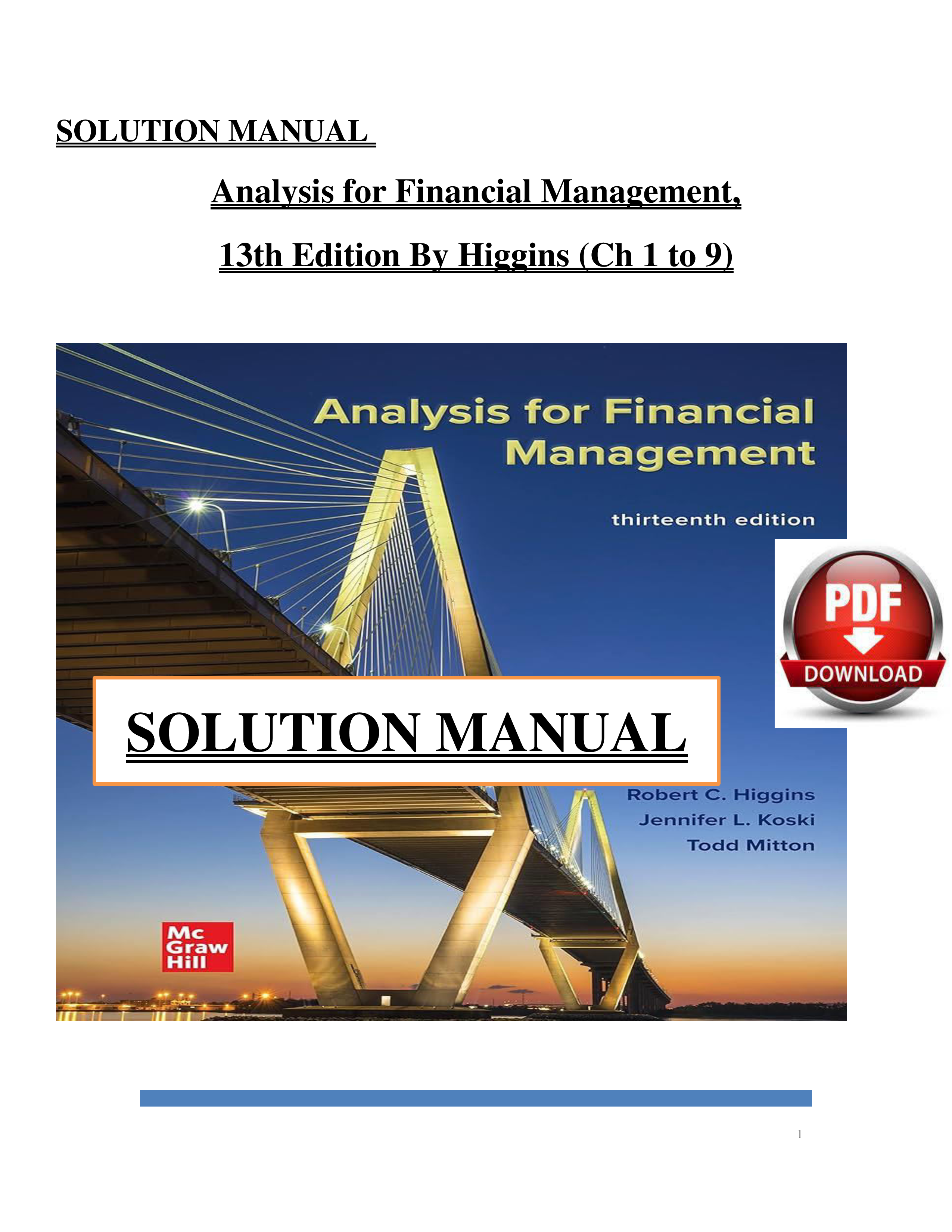 Solutions Manual for Analysis for Financial Management 13th Edition by ...