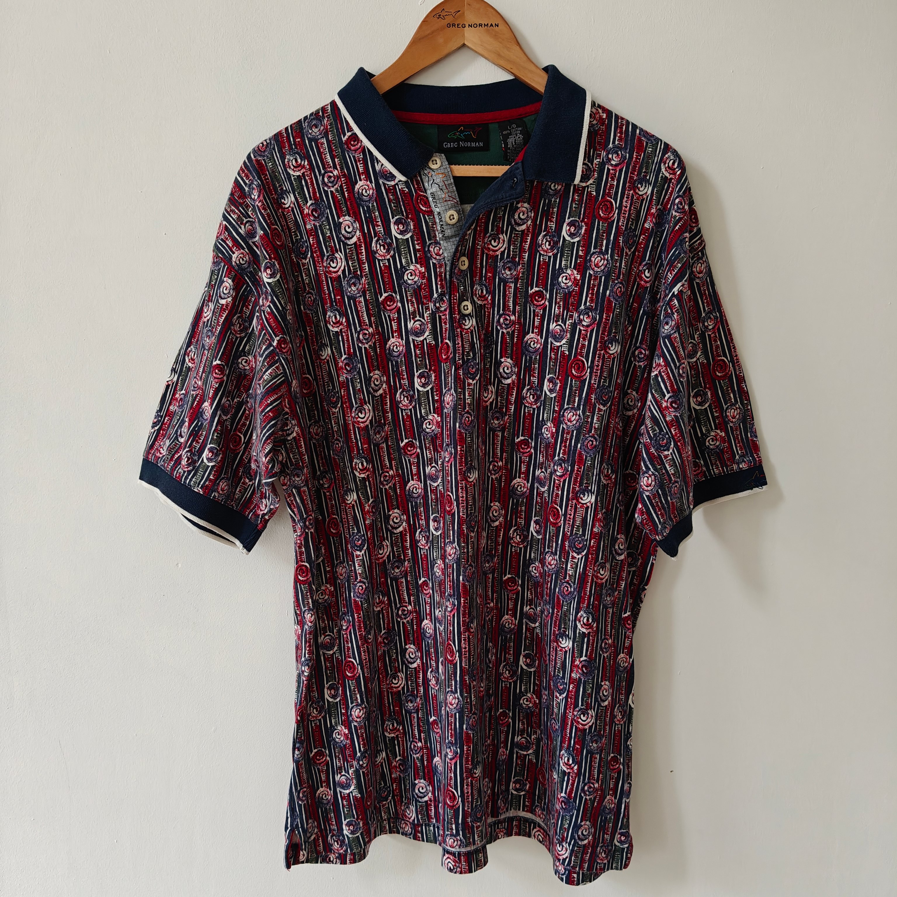 Greg Norman 90s Print Golf Polo Shirt - L - Payhip