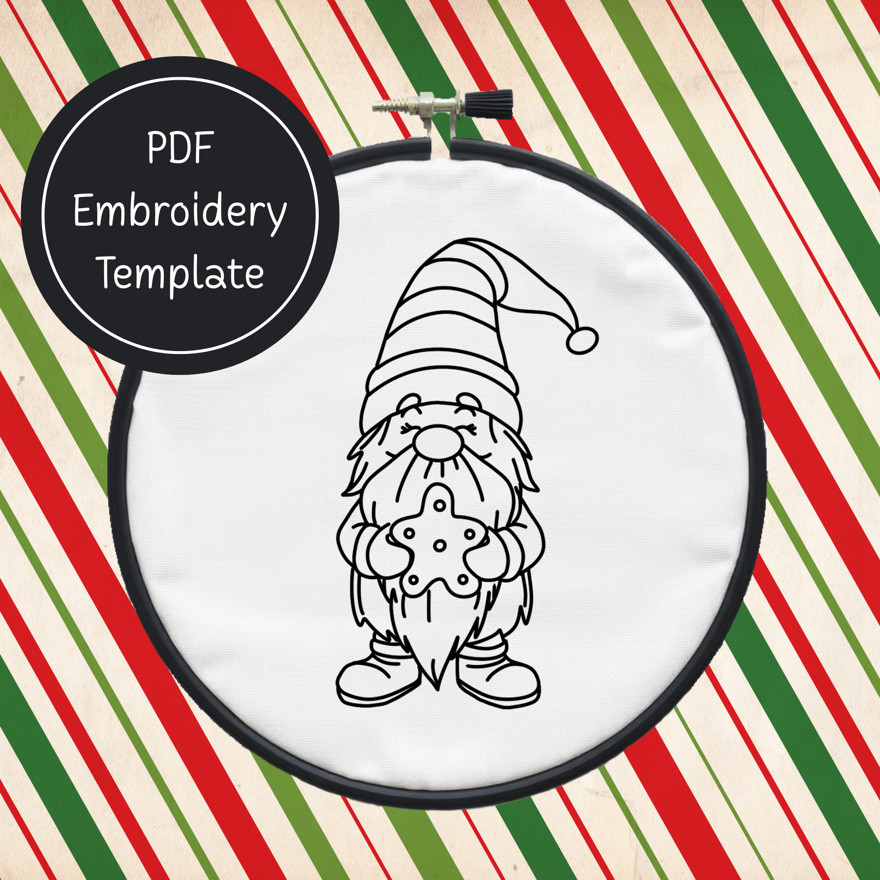 Christmas Elf Hand Embroidery Template PDF - DIY Holiday Design For ...