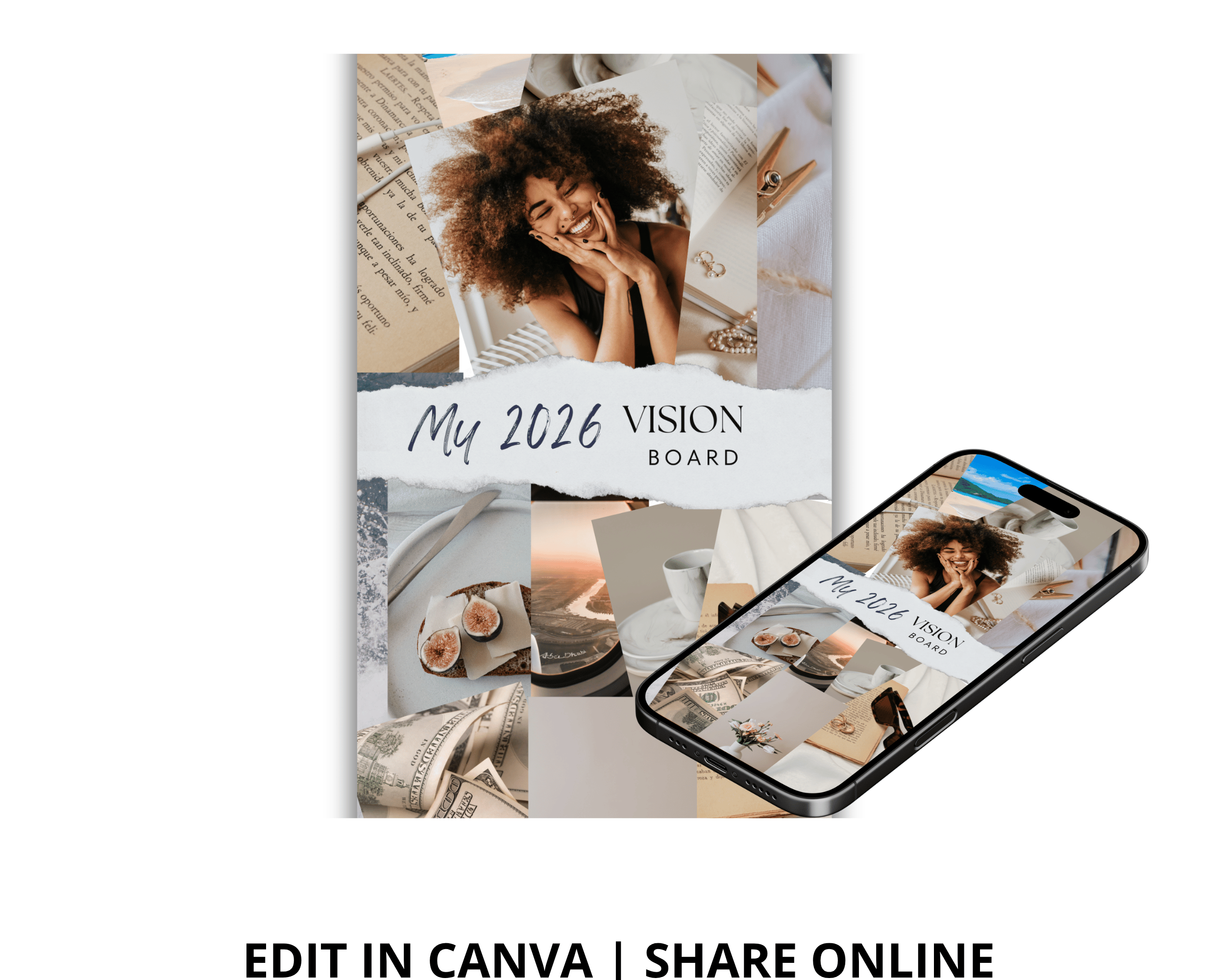 Cellphone Vision board Template - 100% Editable - Payhip