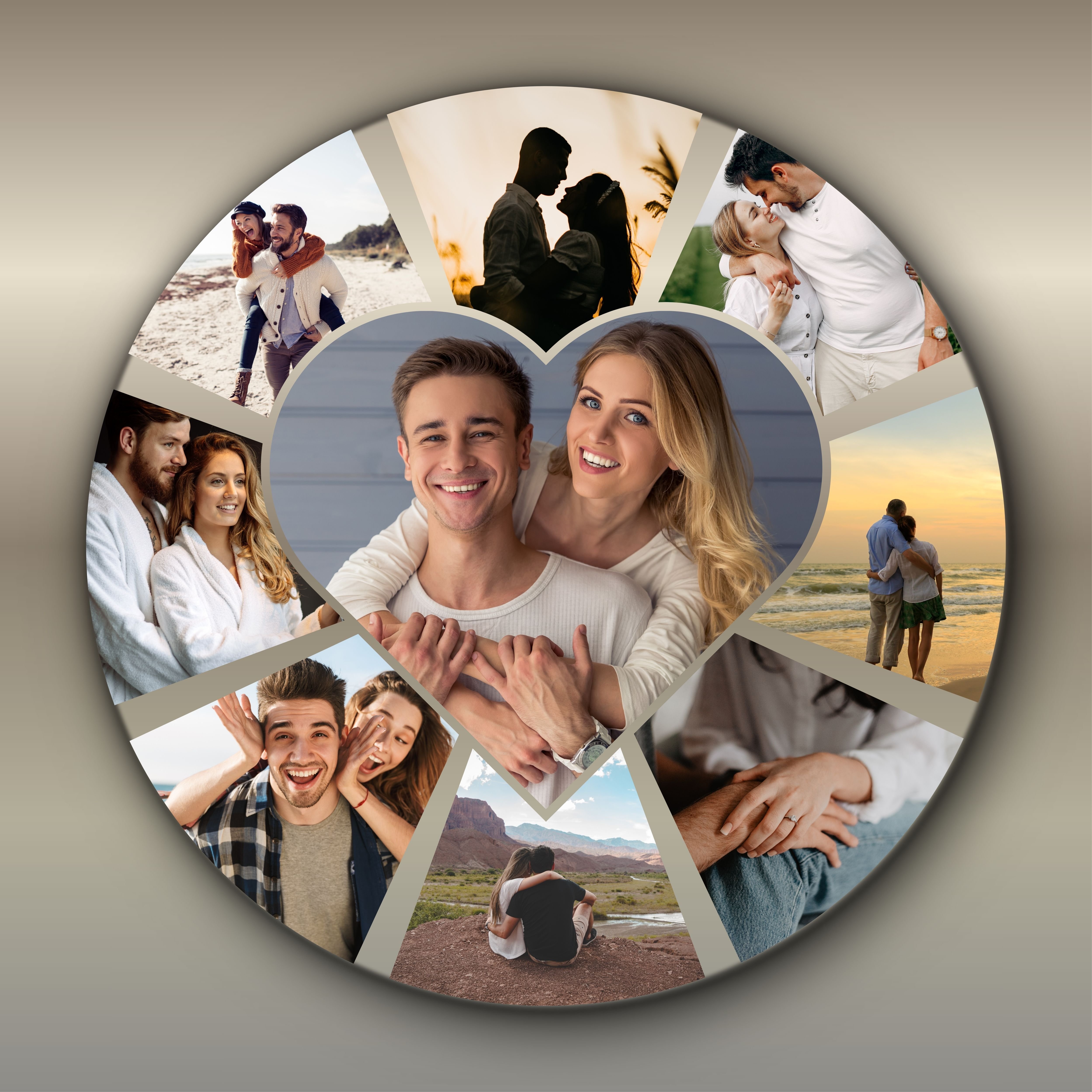 Editable Canva Photo-Frame Template: Circular Heart Collage (Instant ...
