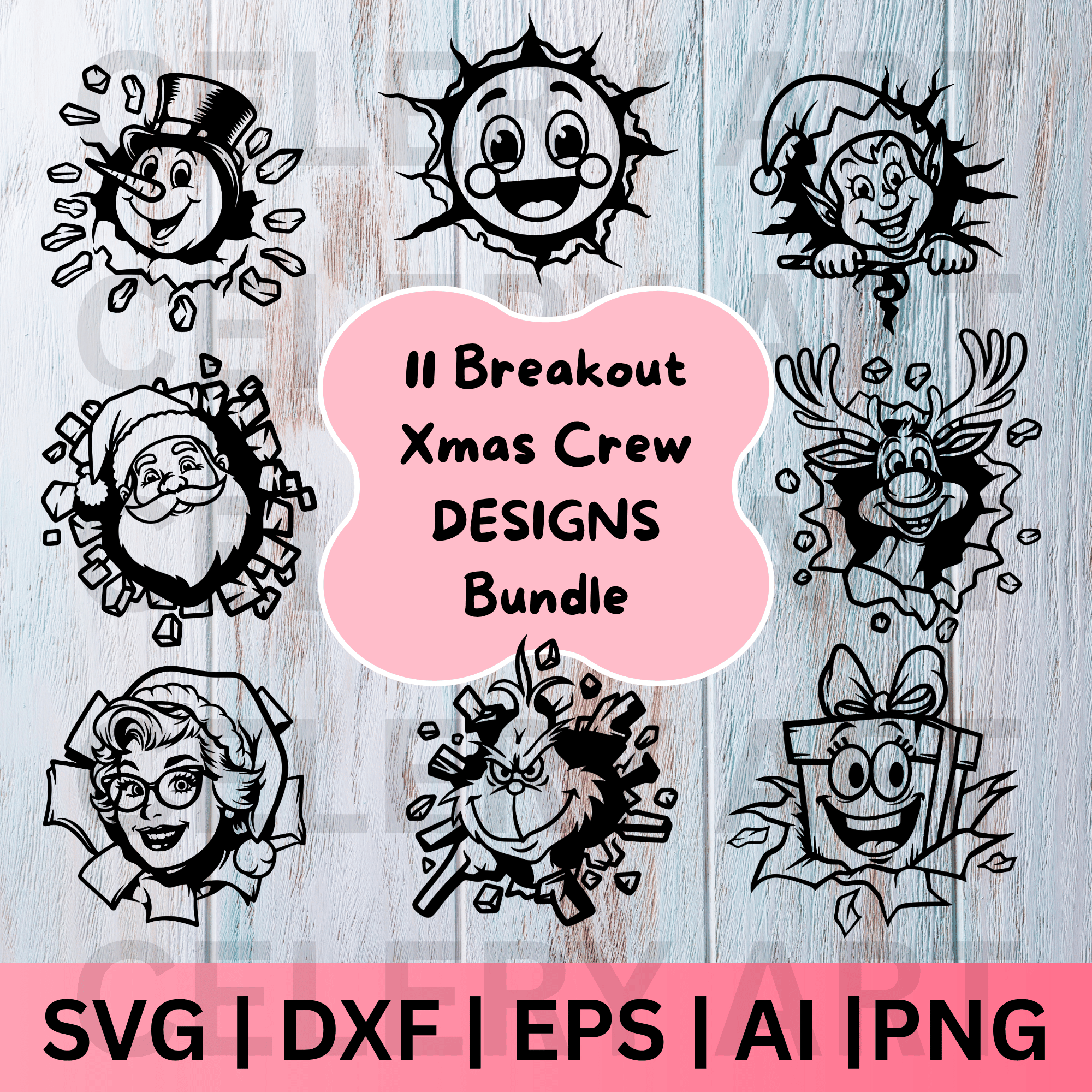 11 Breakout Christmas Crew Bundle | Funny Holiday SVG Set | Santa Squad ...