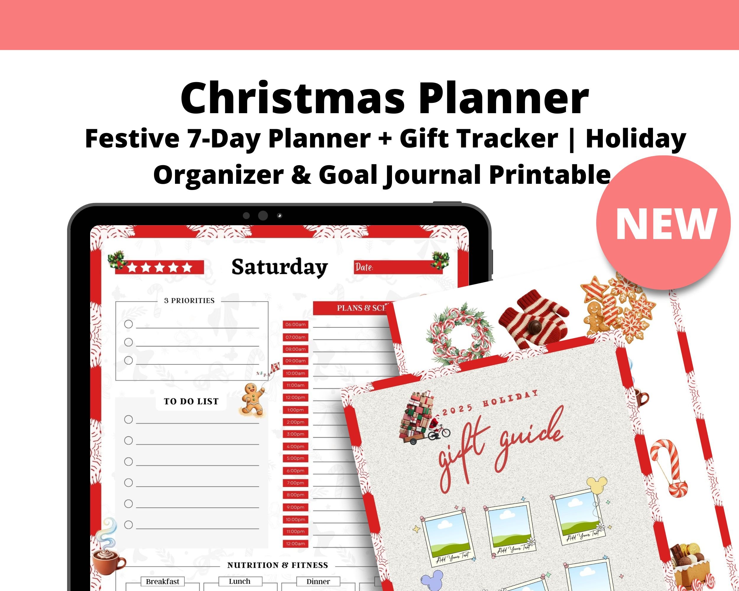 Christmas Daily Planner Canva Template | Festive 7-Day Planner Gift ...