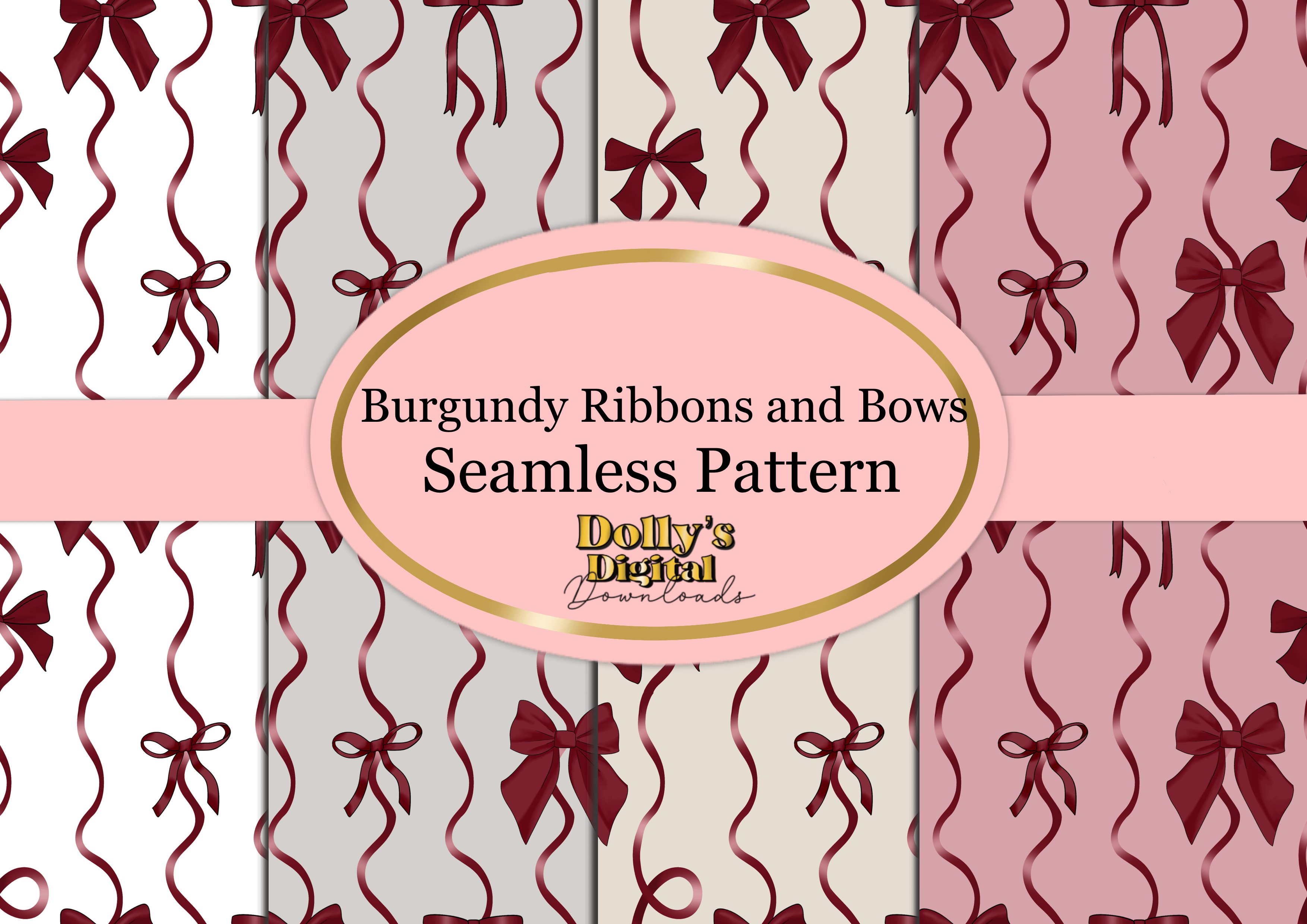 Burgundy Ribbons and Bows Seamless Patterns - Payhip