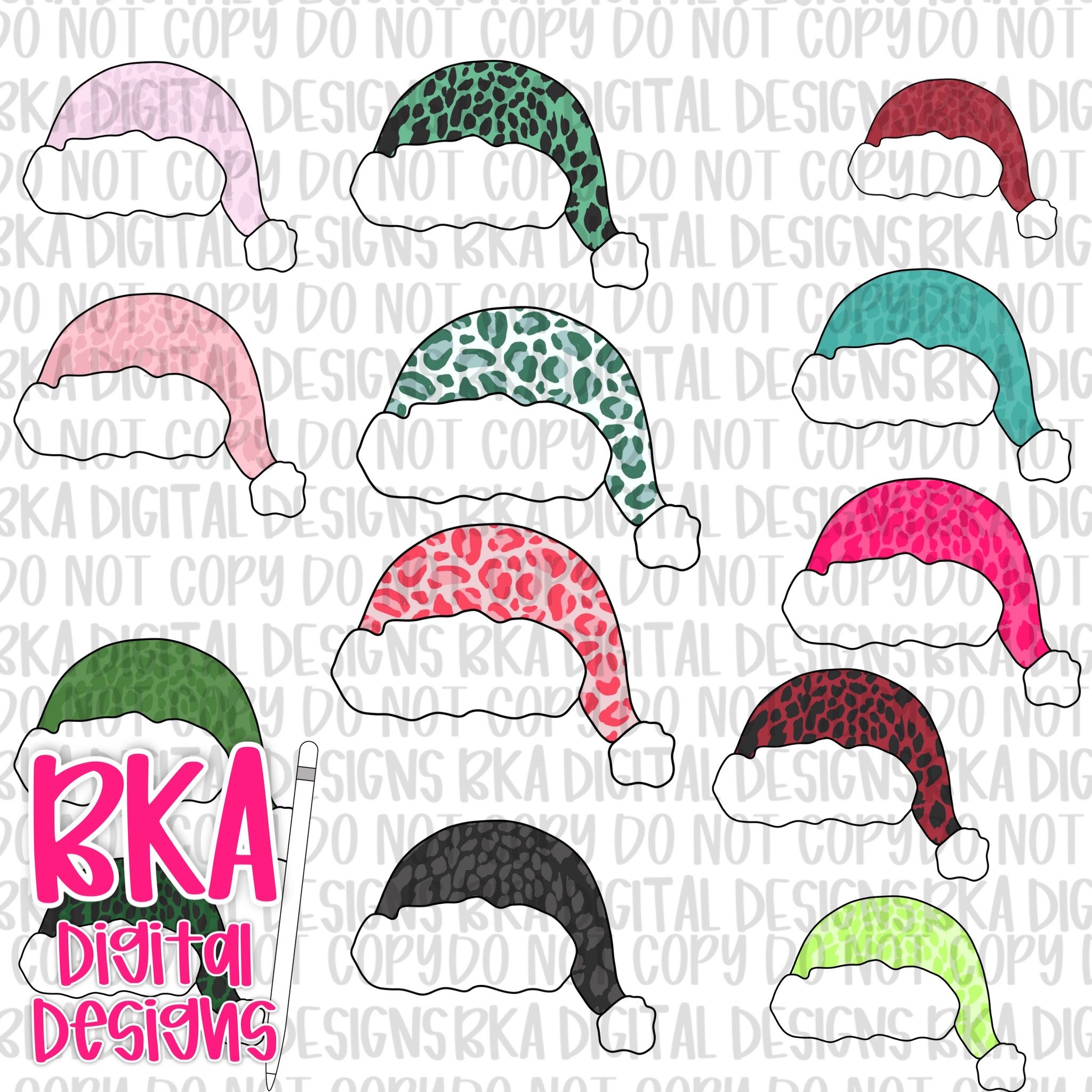 Santa hats clipart hand drawn - Payhip