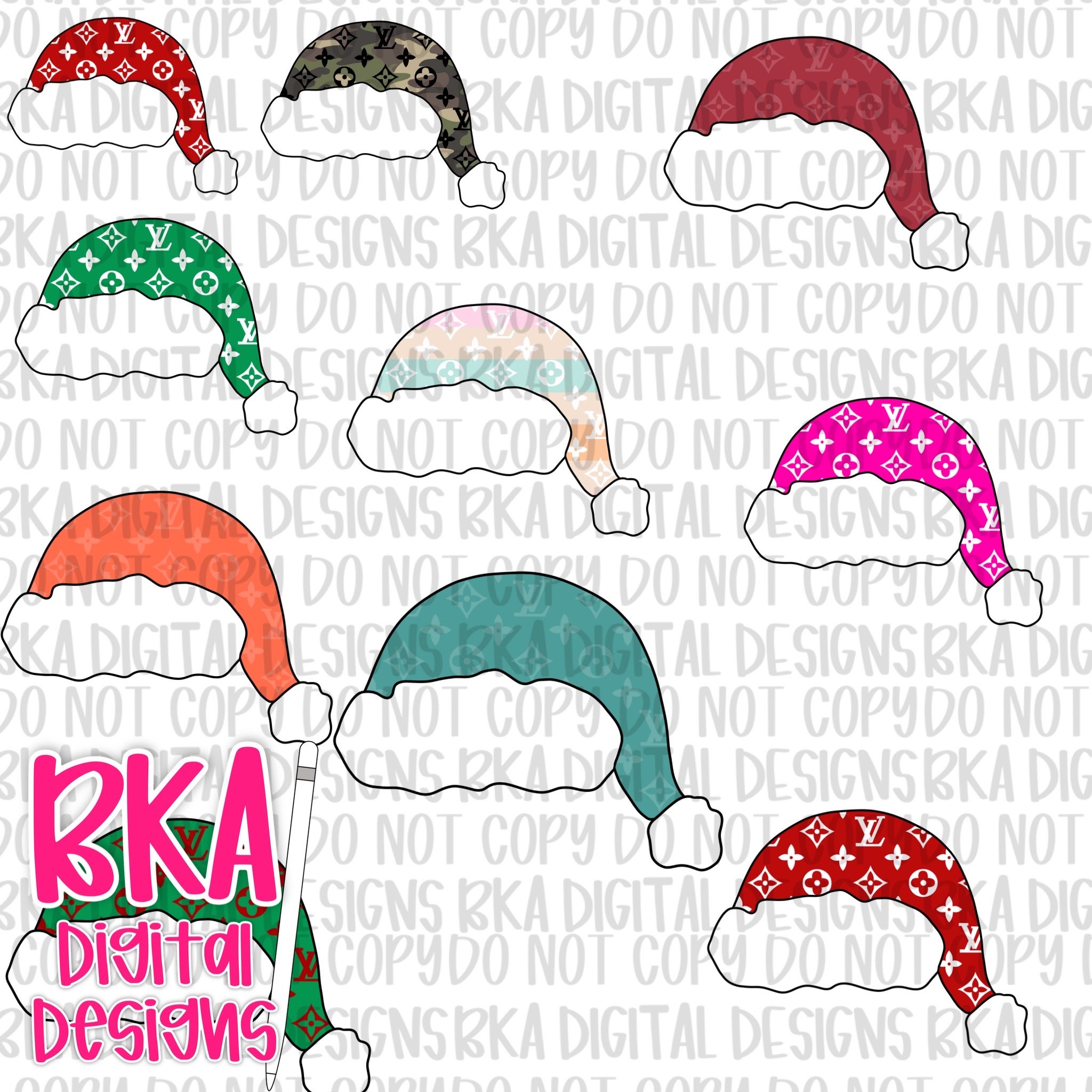 Santa hats clipart hand drawn - Payhip