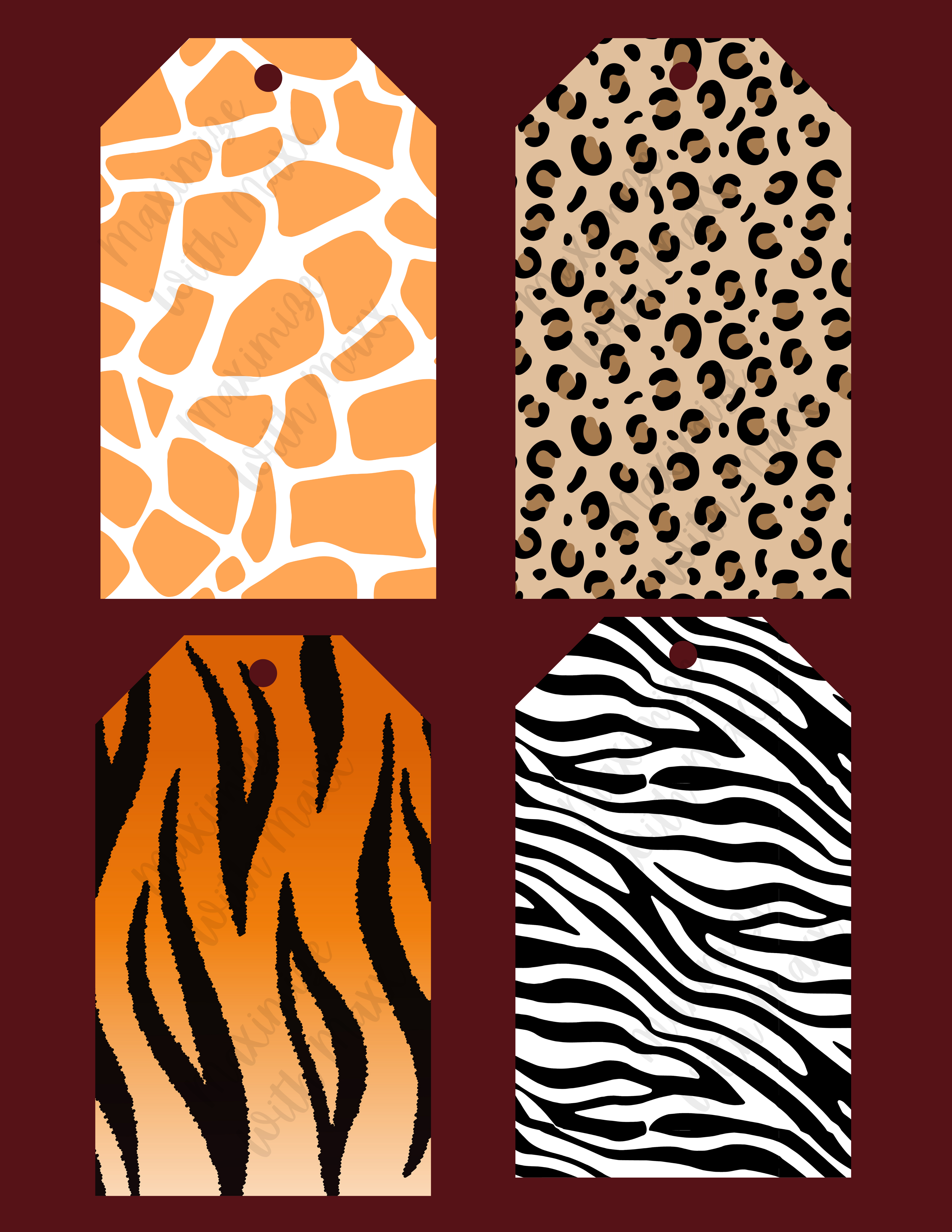 “Wild & Gifted” – Animal Print Gift Tags | Printable Digital Set of 4 ...