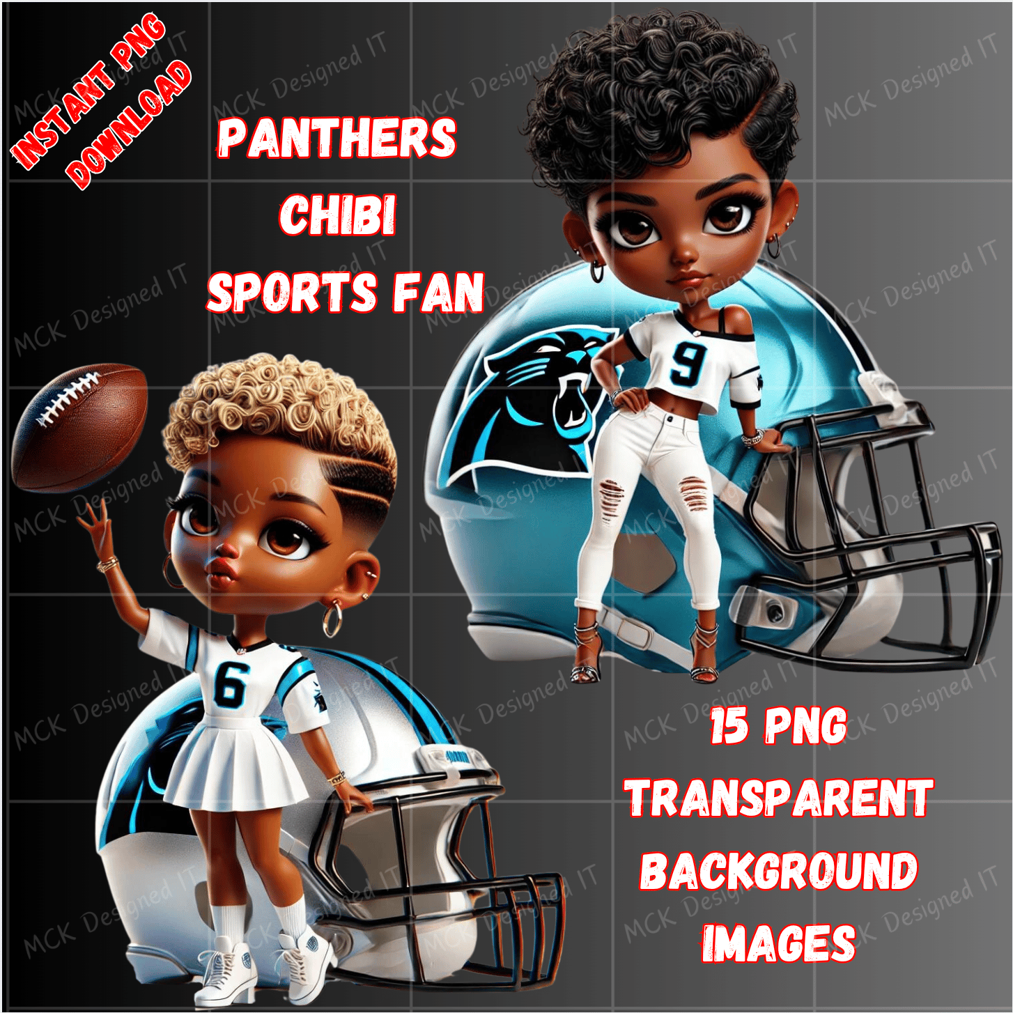 💙🖤 Carolina Panthers Chic PNG | Black Female Football Fan Clipart | NFL ...