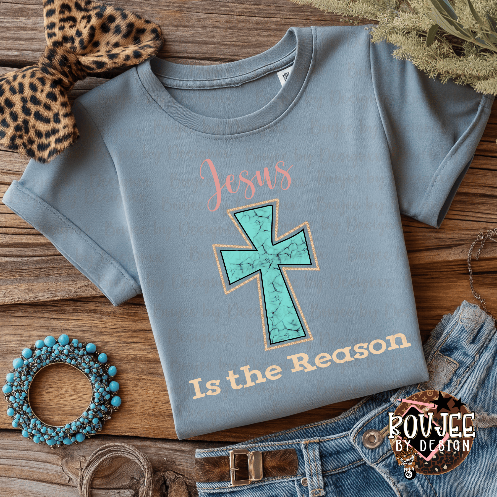Jesus Is the Reason PNG | Western Faith Cross Design | Turquoise Marble ...