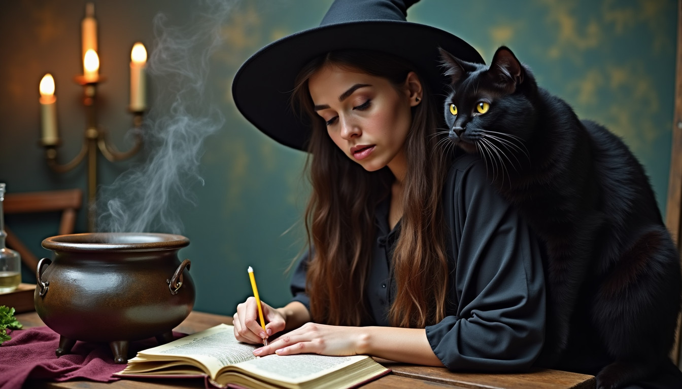 digital image of a spell caster and a cat - Payhip