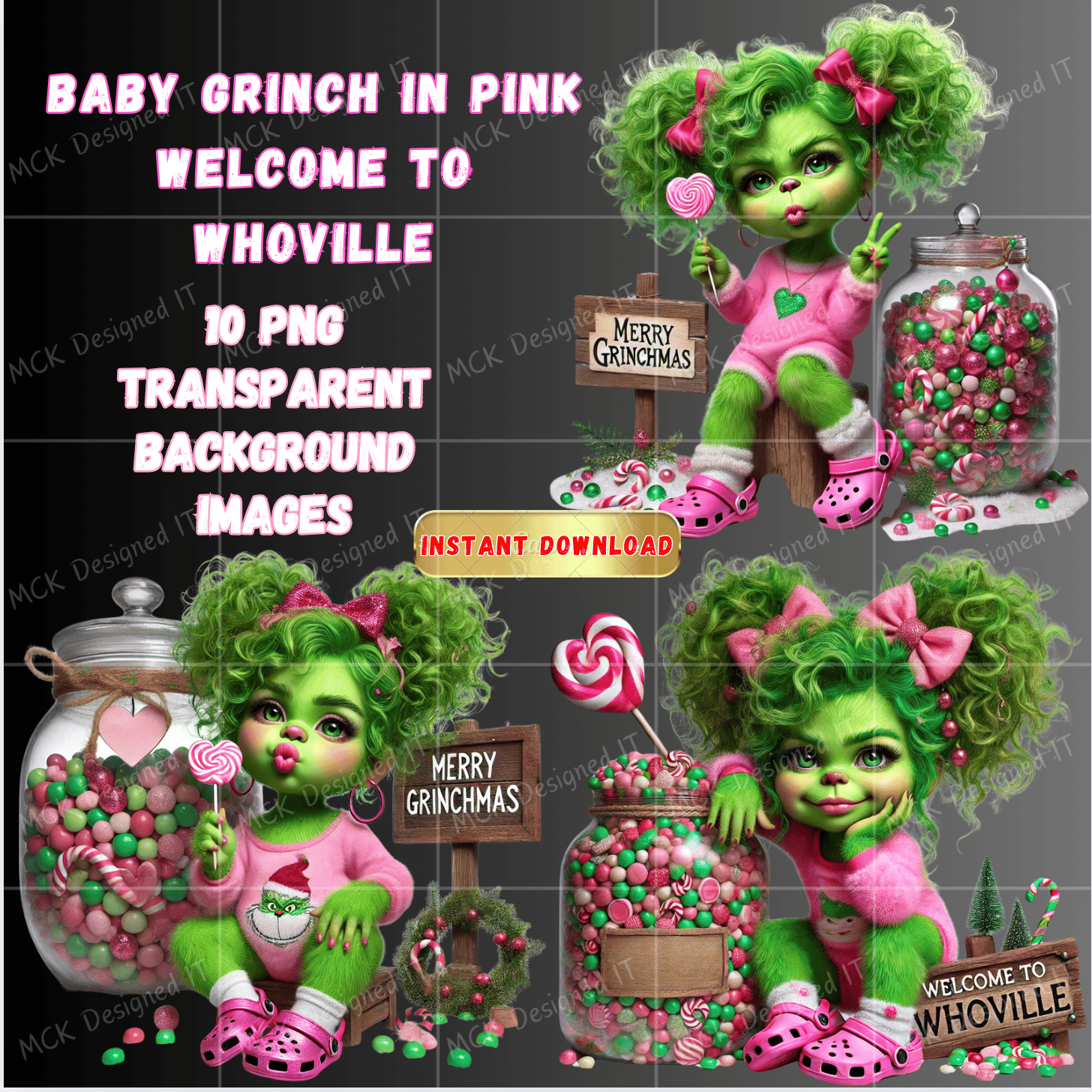💗💚 Baby Grinch in Pink PNG | Welcome to Whoville Clipart | Merry ...